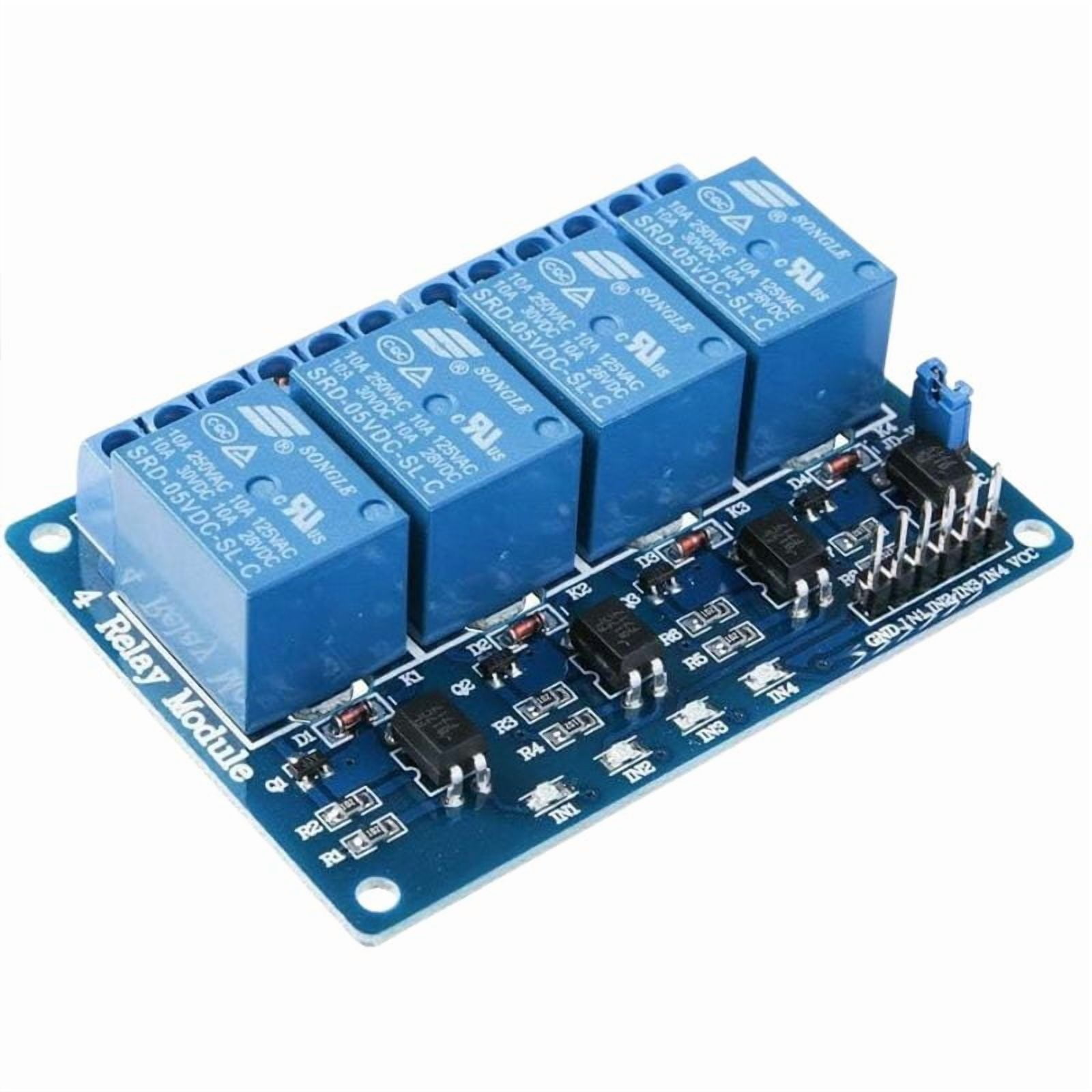 RELAE-000104 - RELAY MODULE 4 CHANNEL 10A 1P2T 250VAC IP 5VDC WITH DRIVER - Walmart.com