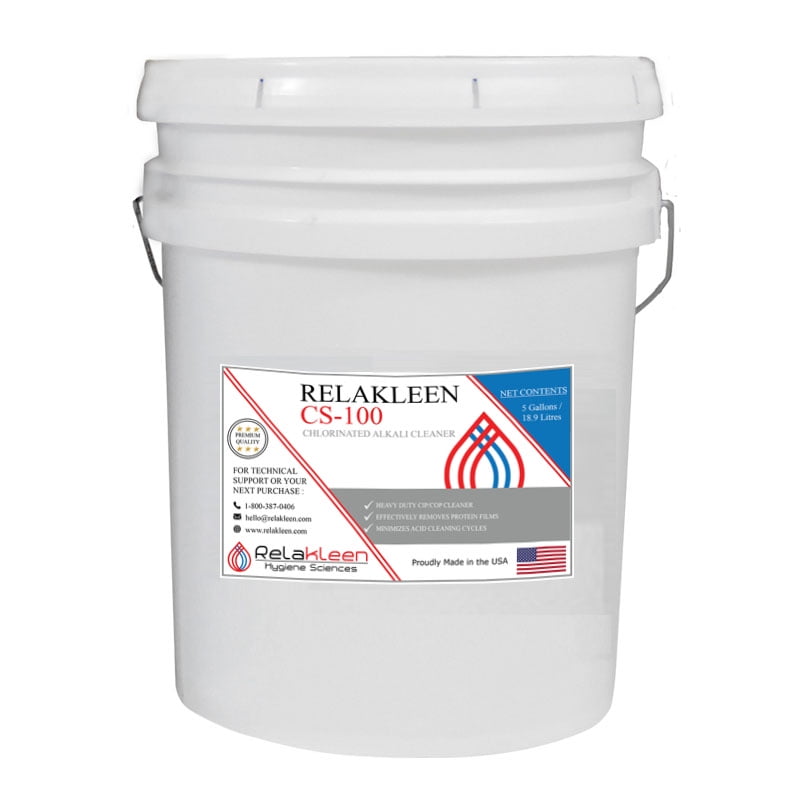 RELAKLEEN CS-100 CHLORINATED ALKALI CLEANER (CIP/COP CLEANER), 5 GALLON ...