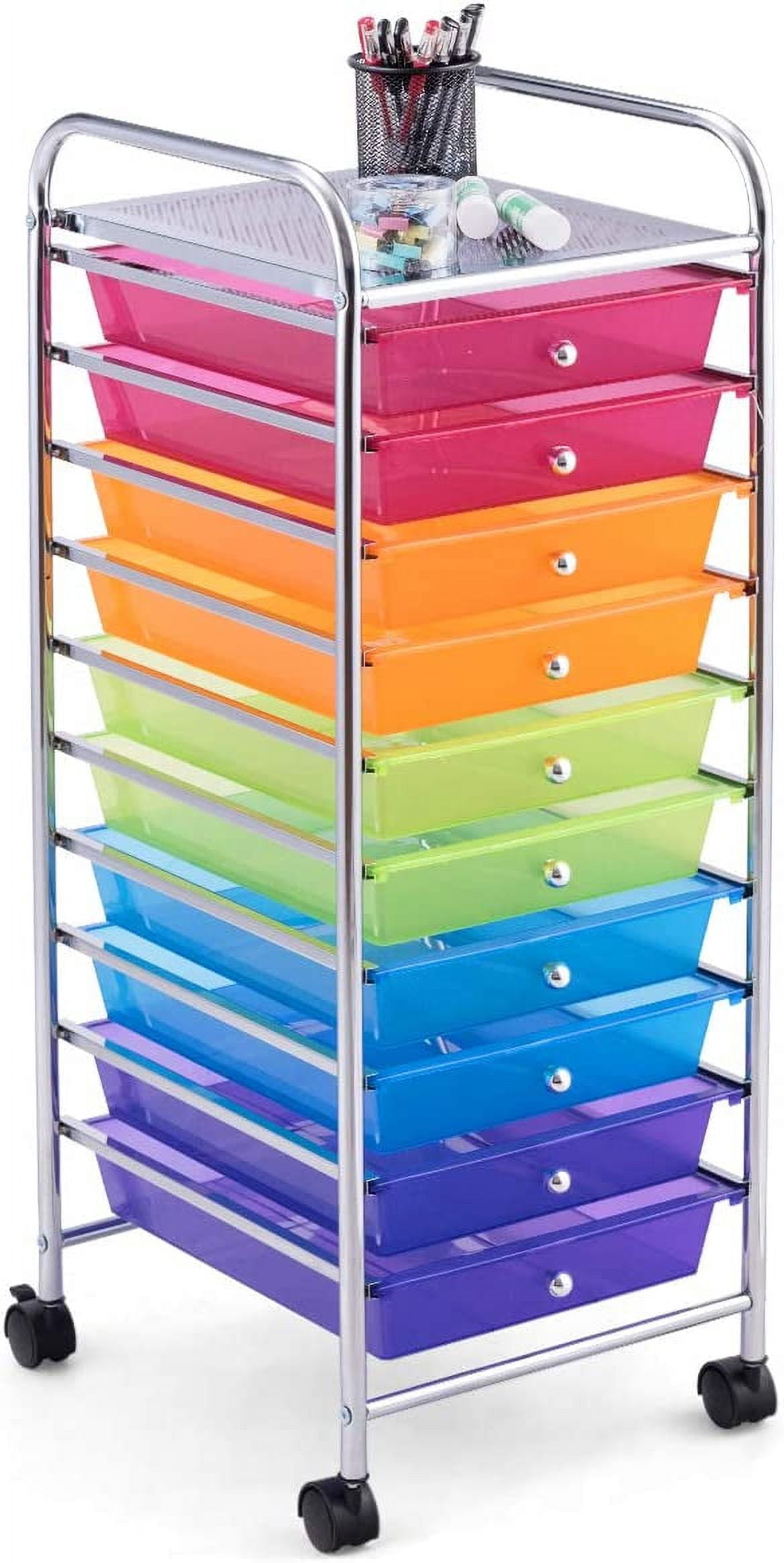 RELAX4LIFE 10 Drawer Rolling Cart, Slim Storage Cart w/Lockable Wheels ...