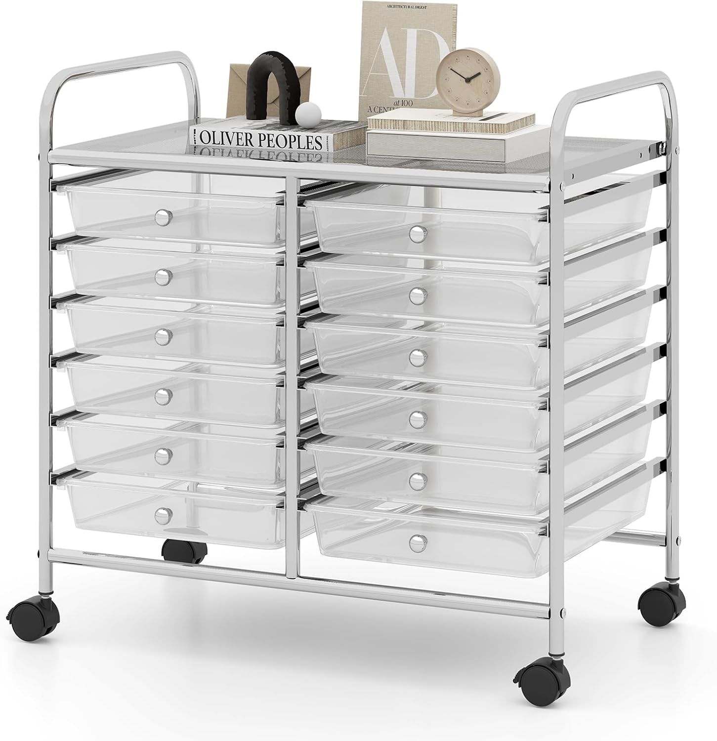 RELAX4LIFE 12-Drawer Rolling Storage Cart - Mobile Utility Cart on ...