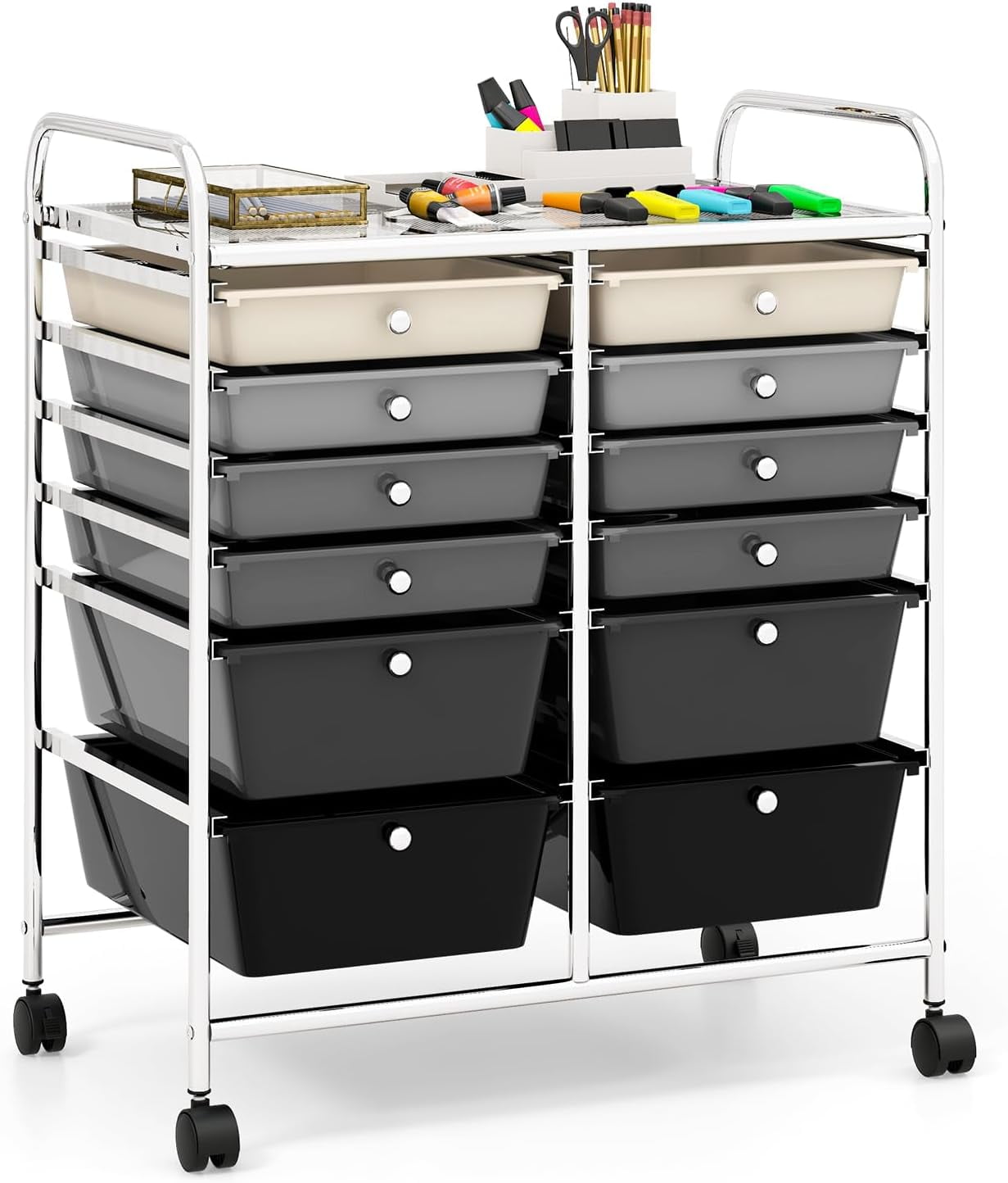 RELAX4LIFE 12 Drawer Rolling Storage Cart, Utility Cart w/Wheels for ...