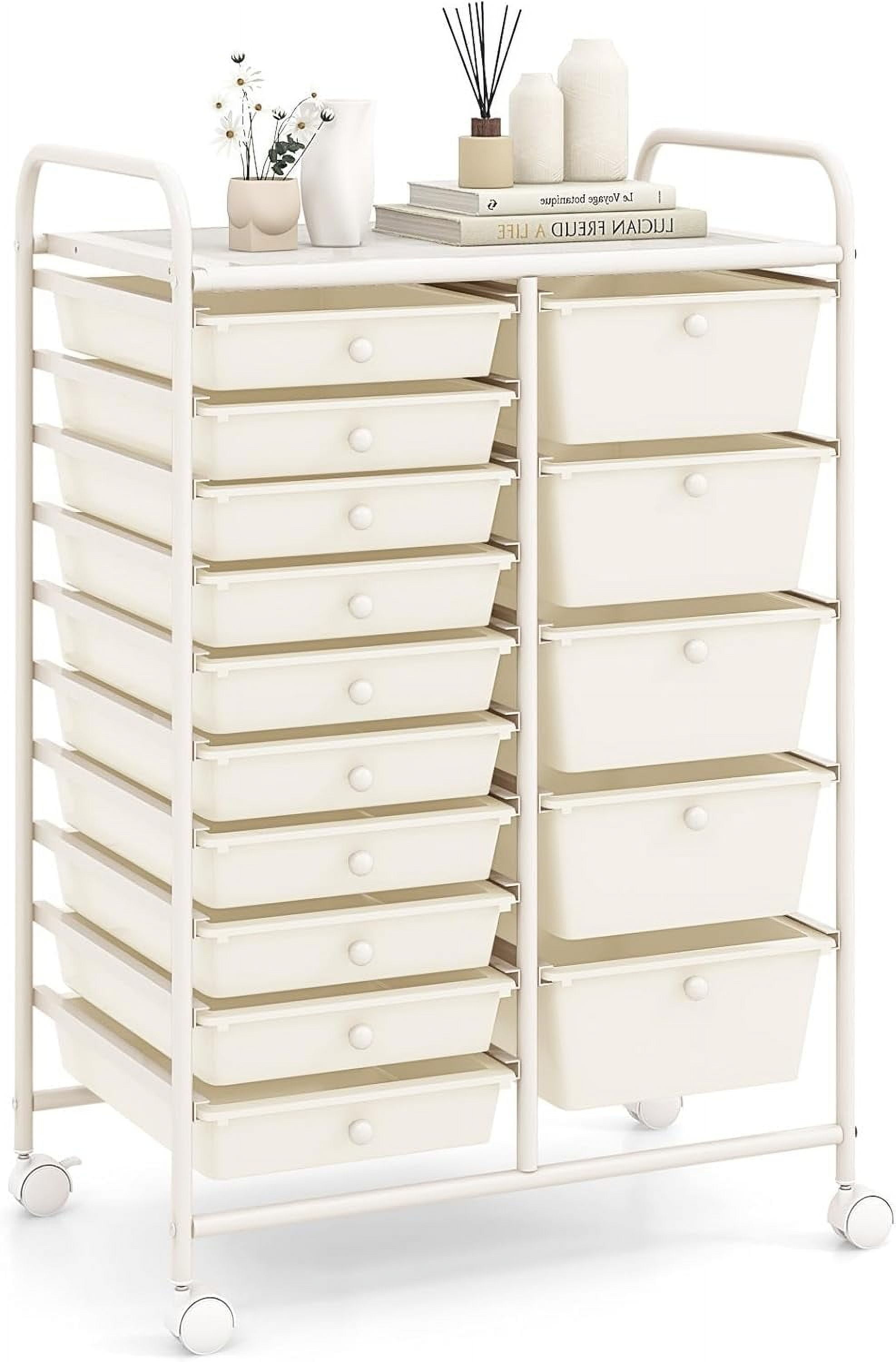 RELAX4LIFE 15-Drawer Storage Drawer Carts - Mobile Rolling Utility Cart ...