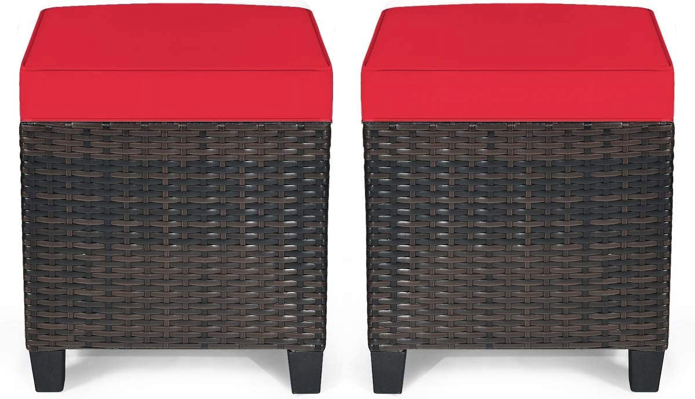 RELAX4LIFE 2-Piece Patio Ottoman Set - Wicker Footstools, All Weather ...