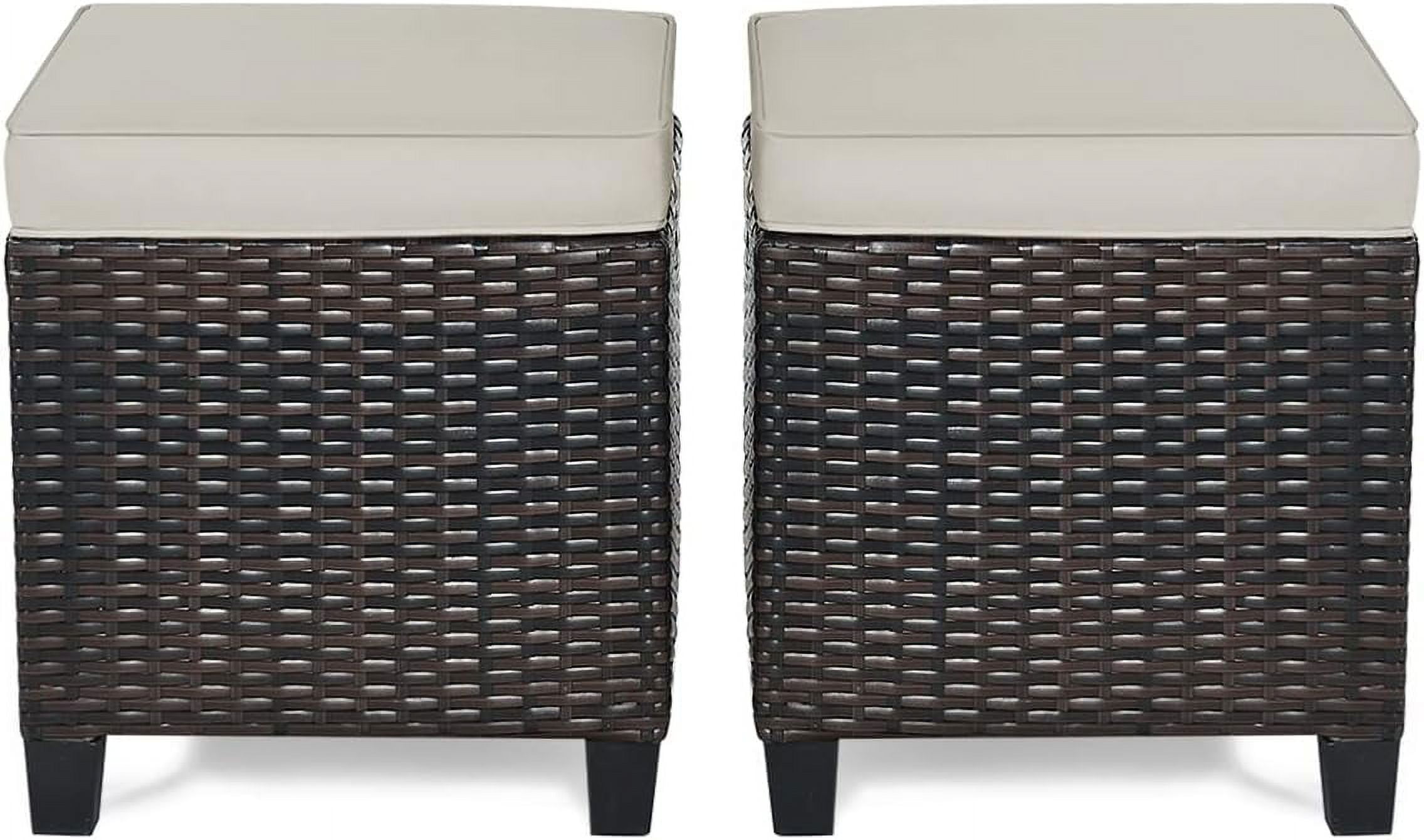 RELAX4LIFE 2-Piece Patio Ottoman Set - Wicker Footstools, All Weather ...