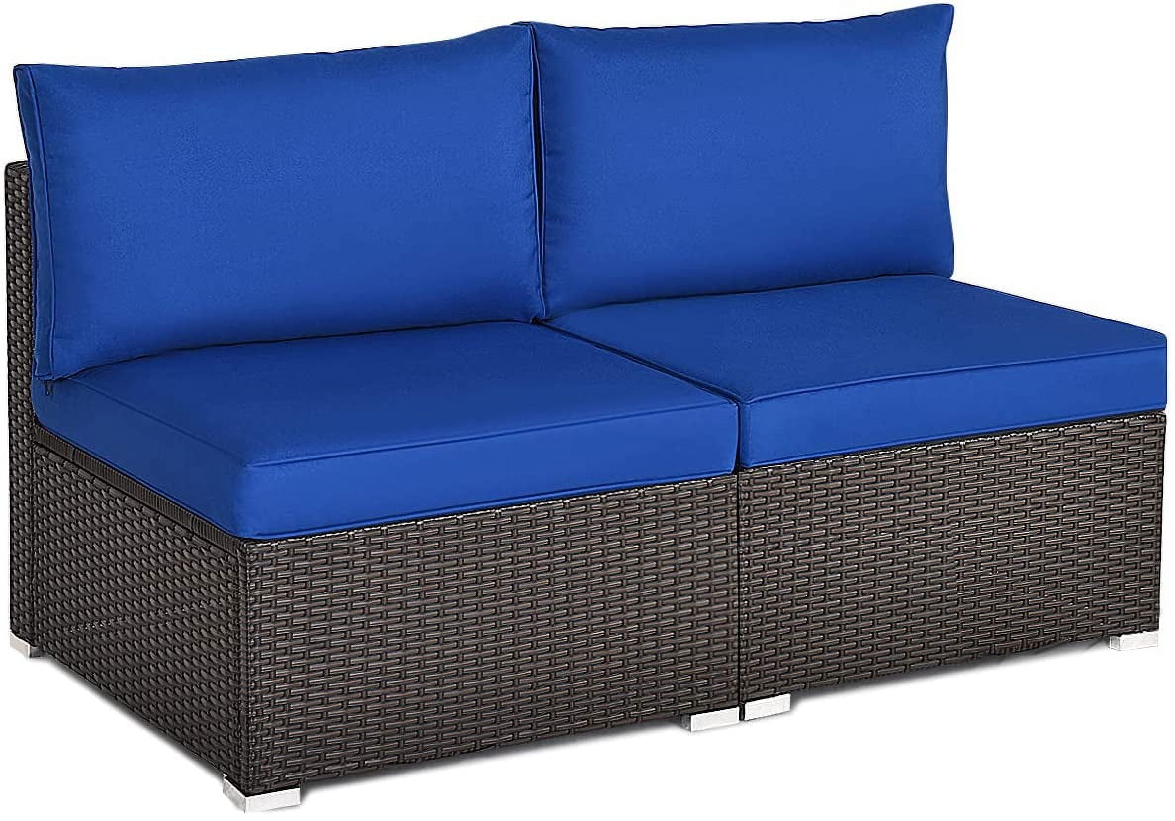 RELAX4LIFE 2-Piece Rattan Armless Sofa - Patio Wicker Sectional ...