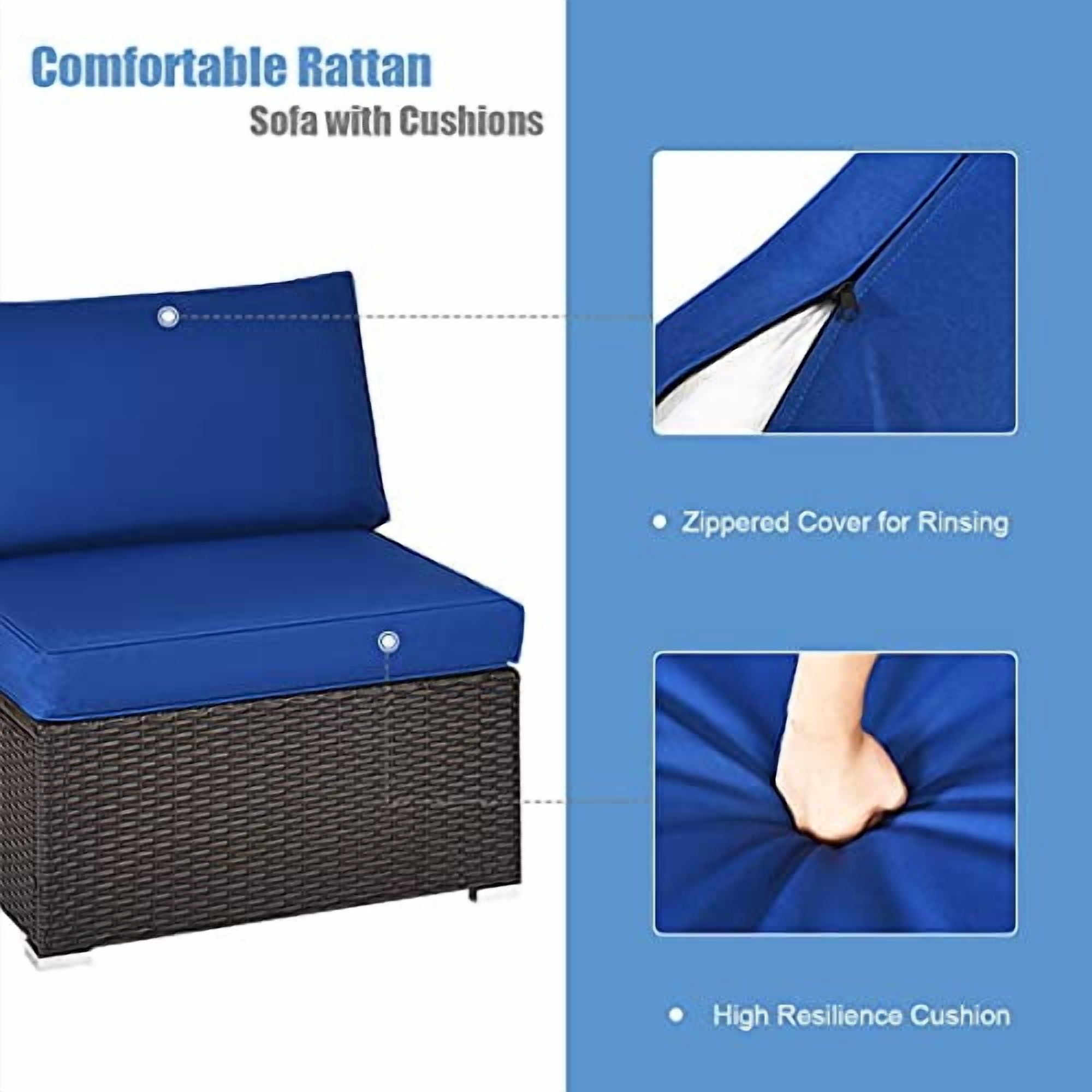 RELAX4LIFE 2-Piece Rattan Armless Sofa - Patio Wicker Sectional ...
