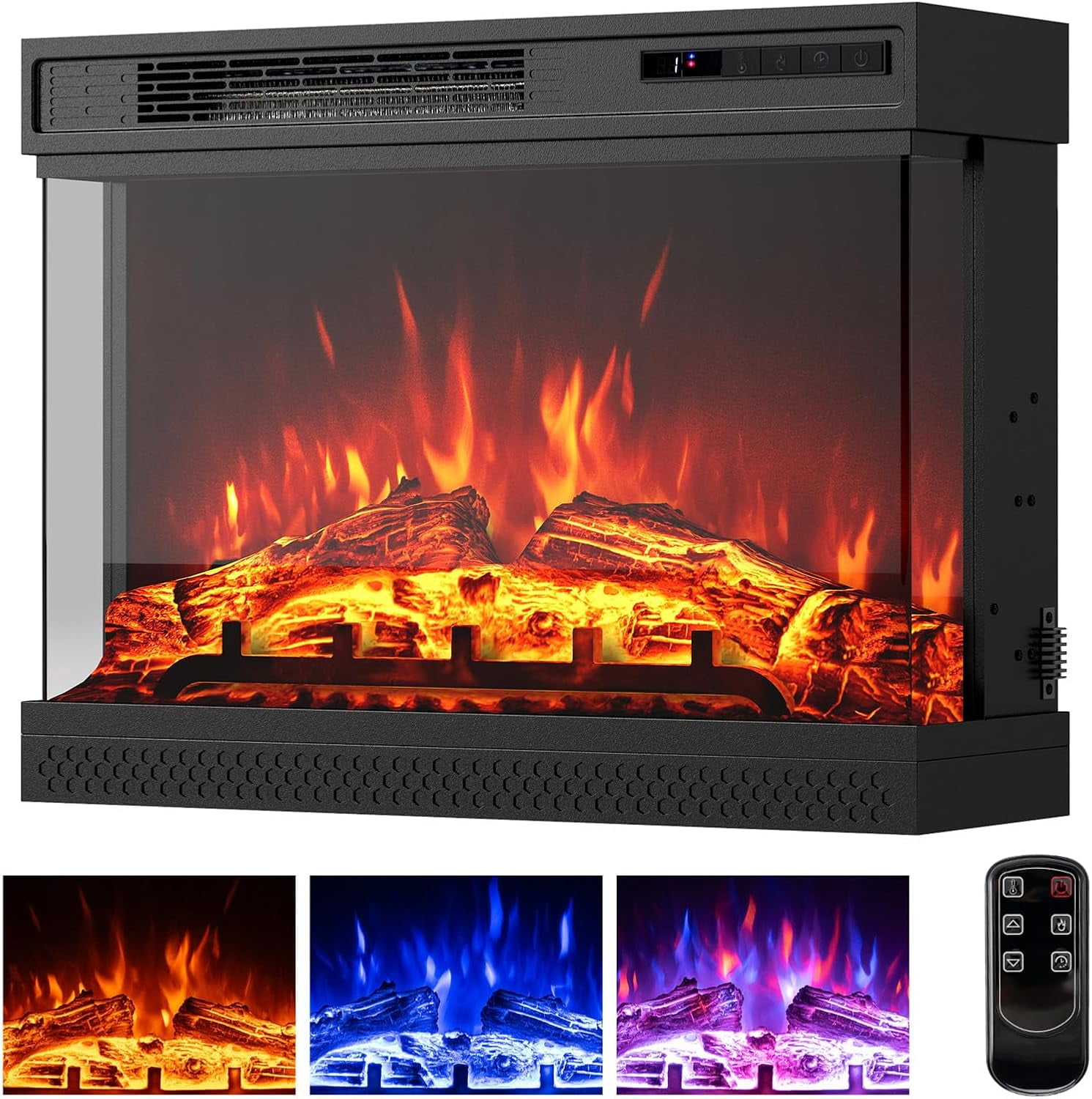 RELAX4LIFE 24’’ Recessed 3-Sided Electric Fireplace - 750W/1500W ...