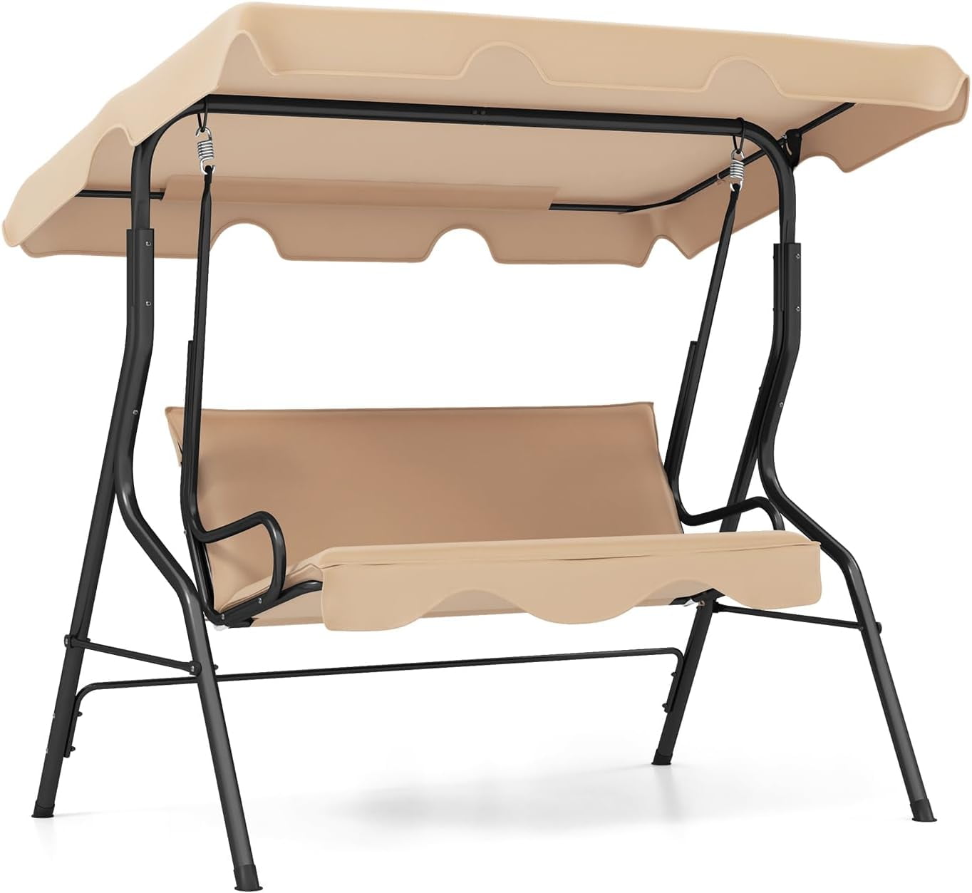 RELAX4LIFE 3-Person Porch Swing Chair - Outdoor Swing w/Adjustable ...