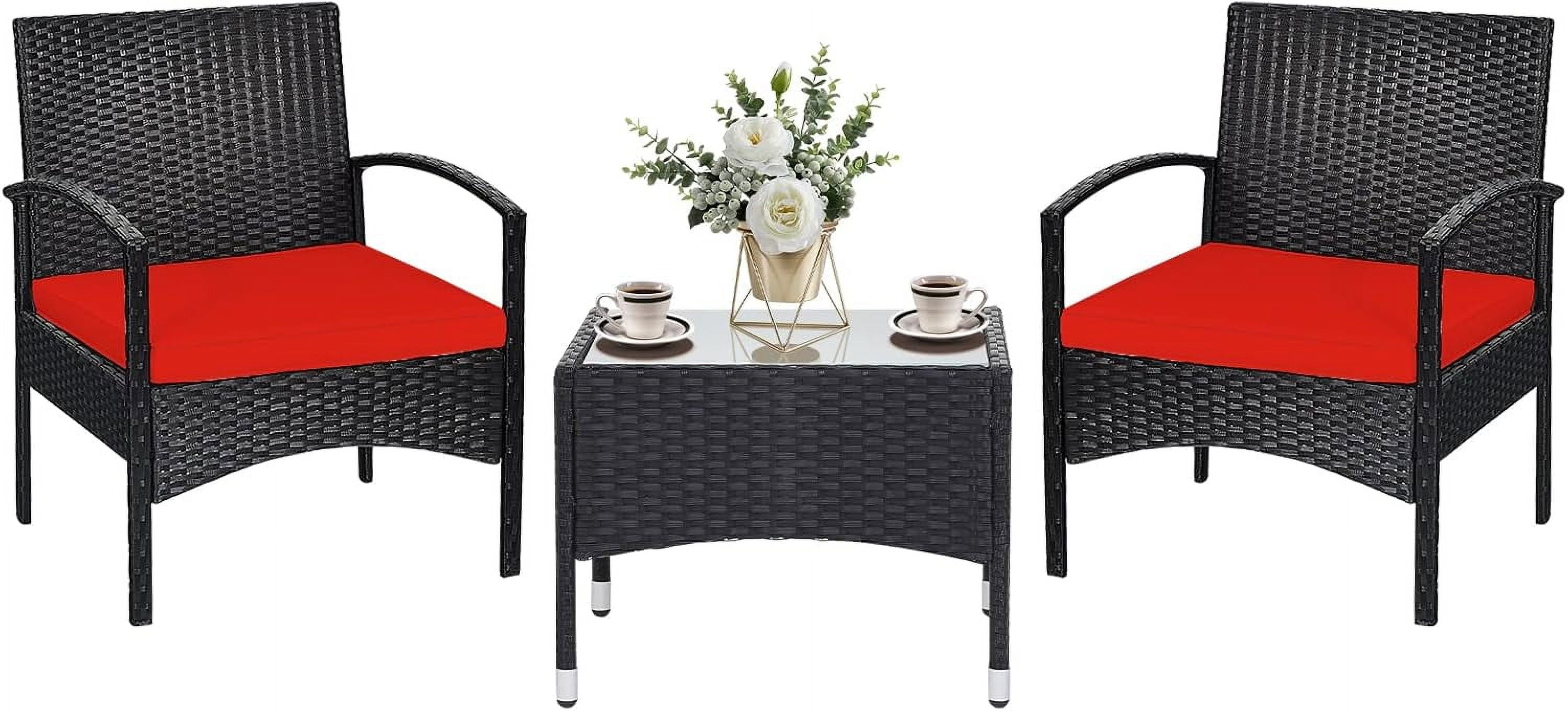 RELAX4LIFE 3-Piece Patio Furniture Set - Rattan Conversation Set ...