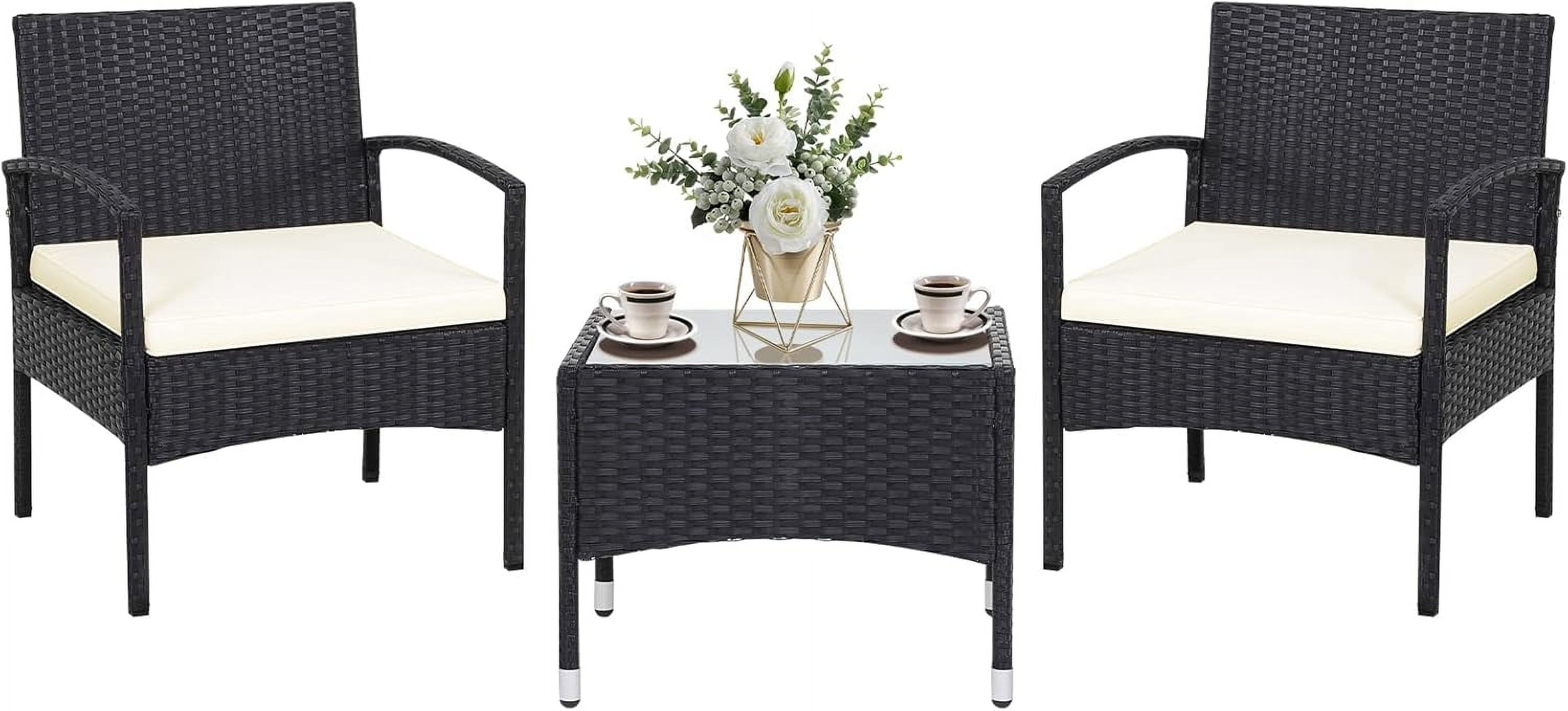 RELAX4LIFE 3-Piece Patio Furniture Set - Rattan Conversation Set ...