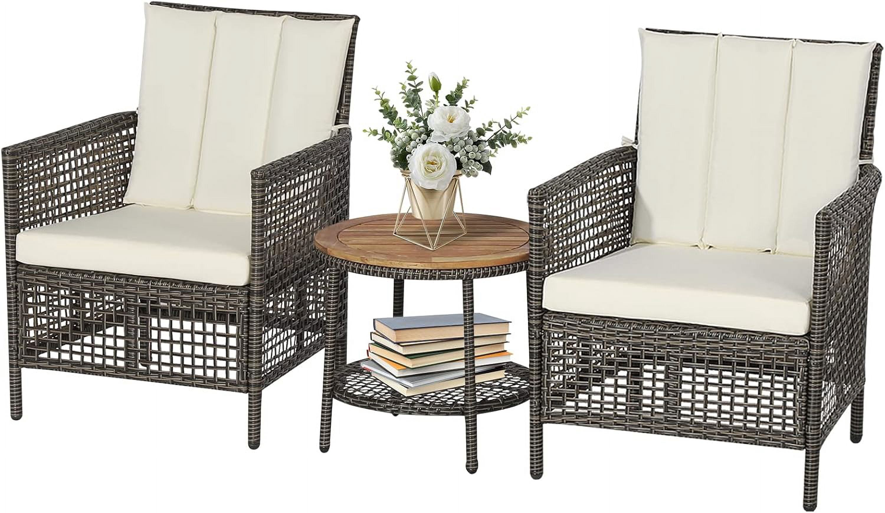 RELAX4LIFE 3 Pieces Patio Furniture - Set of 3 Patio Chairs, PE Wicker ...