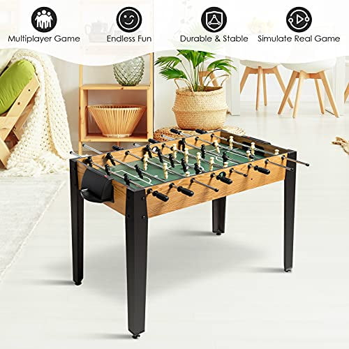 RELAX4LIFE 48'' Foosball Table, Wooden Soccer Game Table with 2 ...