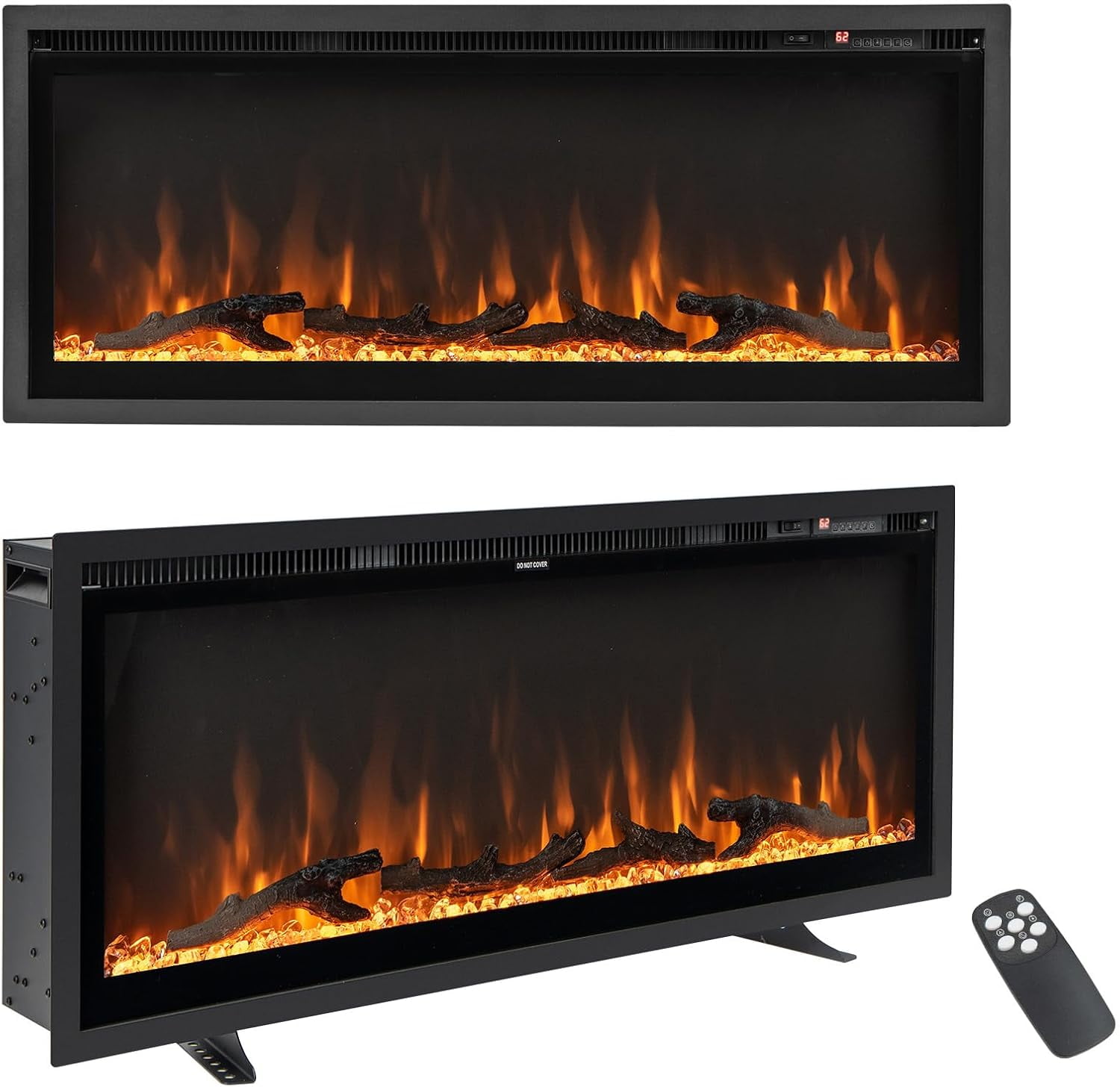 RELAX4LIFE 50’’ Electric Fireplace Recessed & Wall-Mounted ...