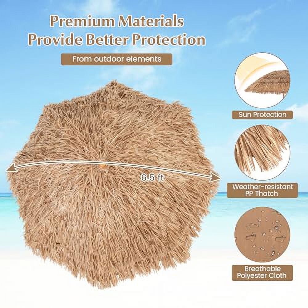 RELAX4LIFE 6.5FT Tiki Patio Umbrella with Base - Hawaiian Style Tilt ...