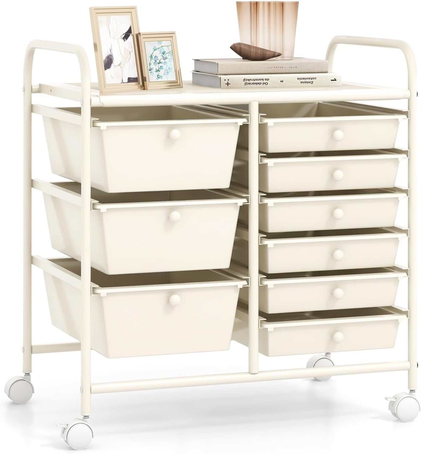 RELAX4LIFE 9 Drawer Rolling Storage Cart - Mobile Drawer Carts for ...