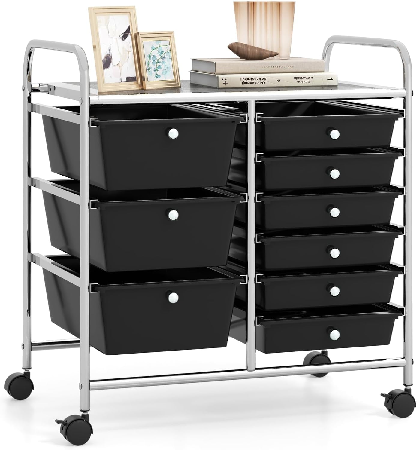 RELAX4LIFE 9 Drawer Rolling Storage Cart - Mobile Drawer Carts for ...