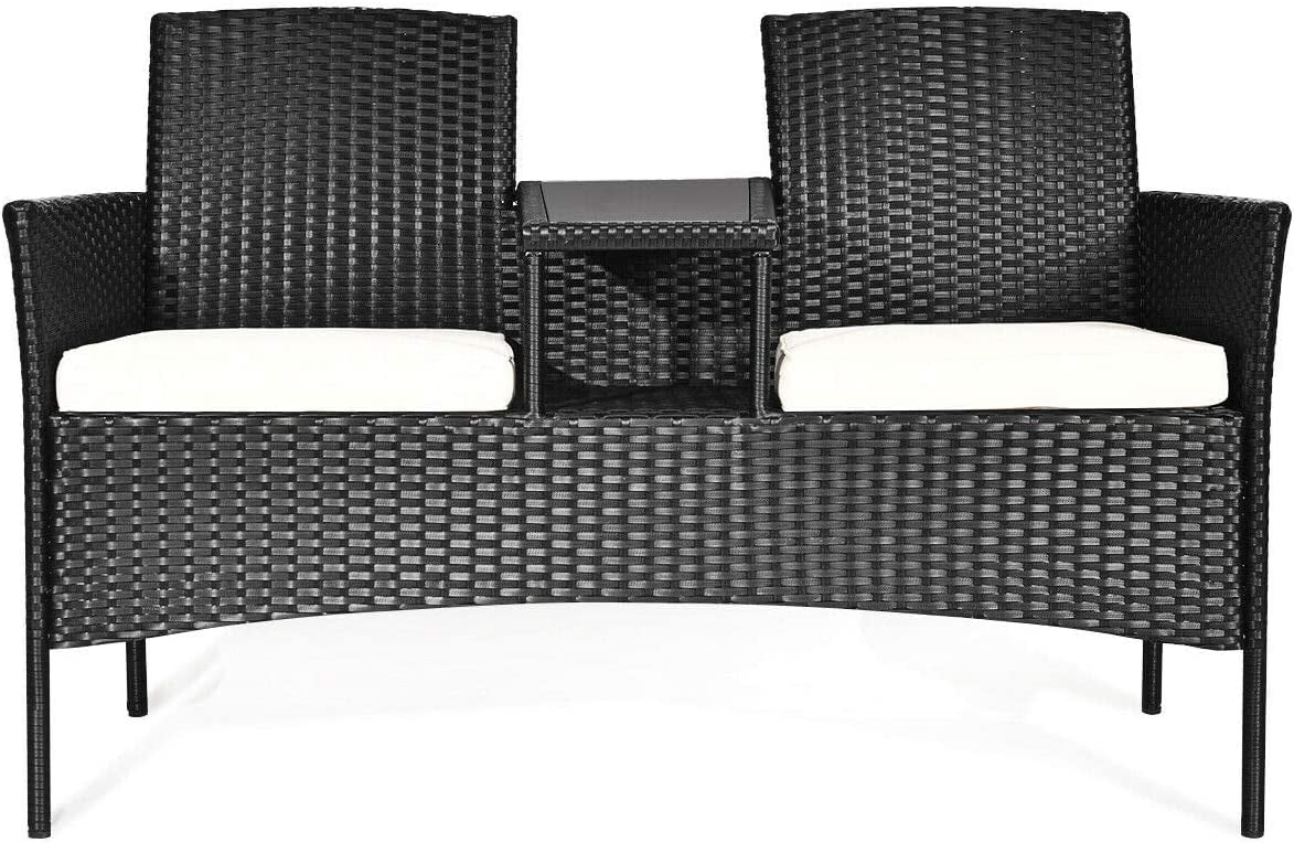 RELAX4LIFE Conversation Furniture Set with Table and Two Removable ...