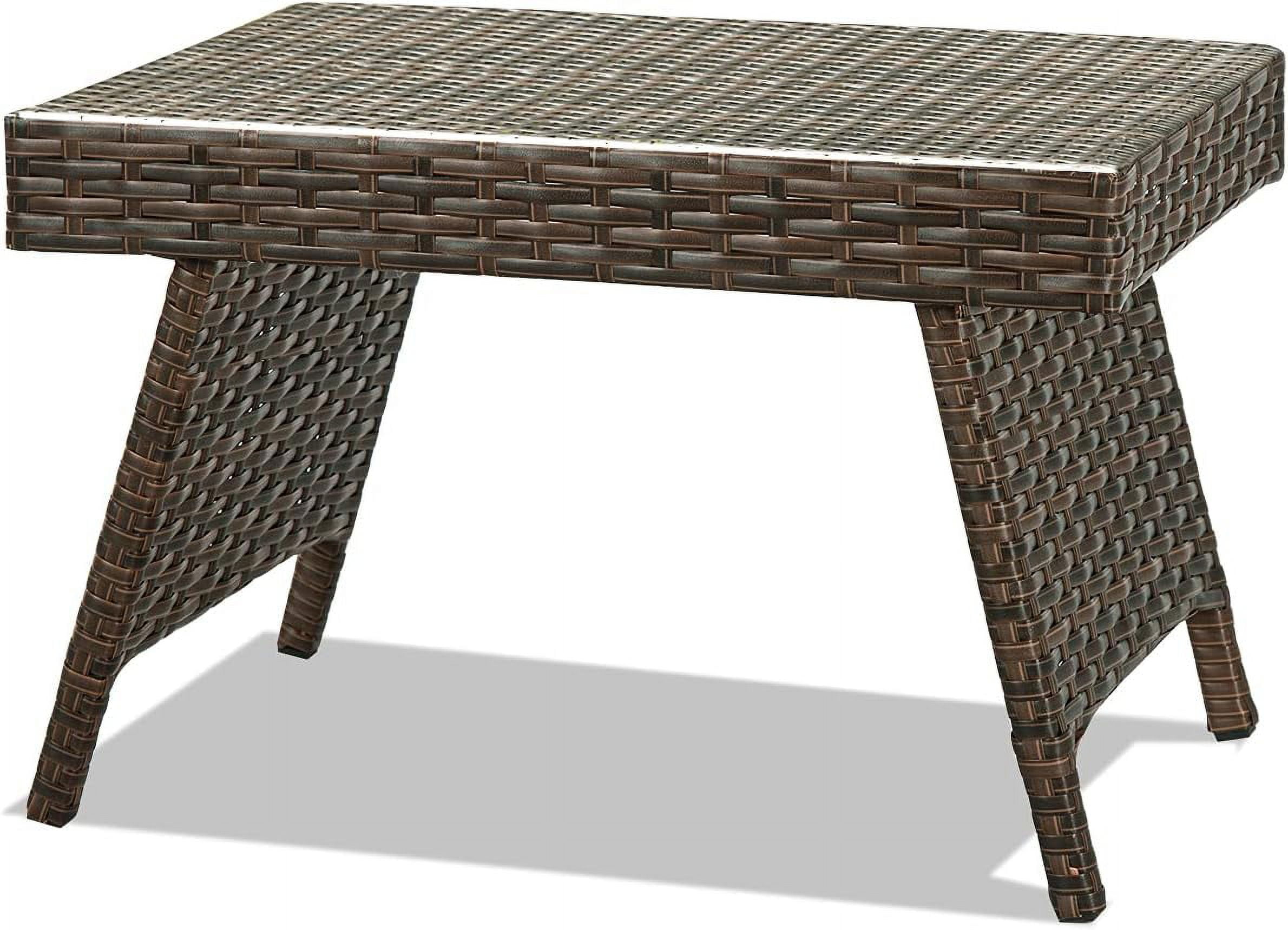 RELAX4LIFE Patio Rattan Side Table - Folding Coffee Table with Premium ...