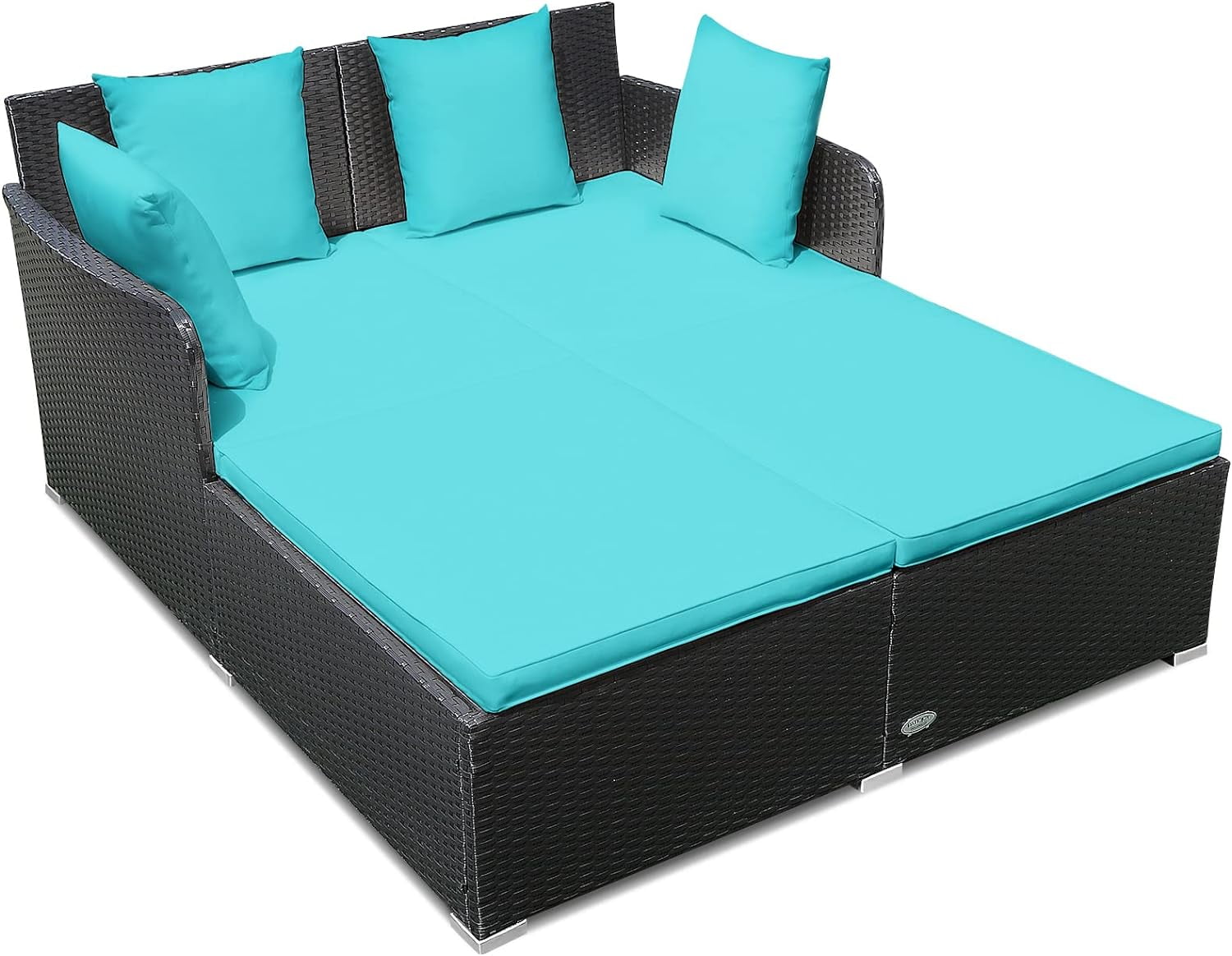 RELAX4LIFE Rattan Patio Outdoor Daybed, Wicker 2-Person Sunbed Loveseat ...