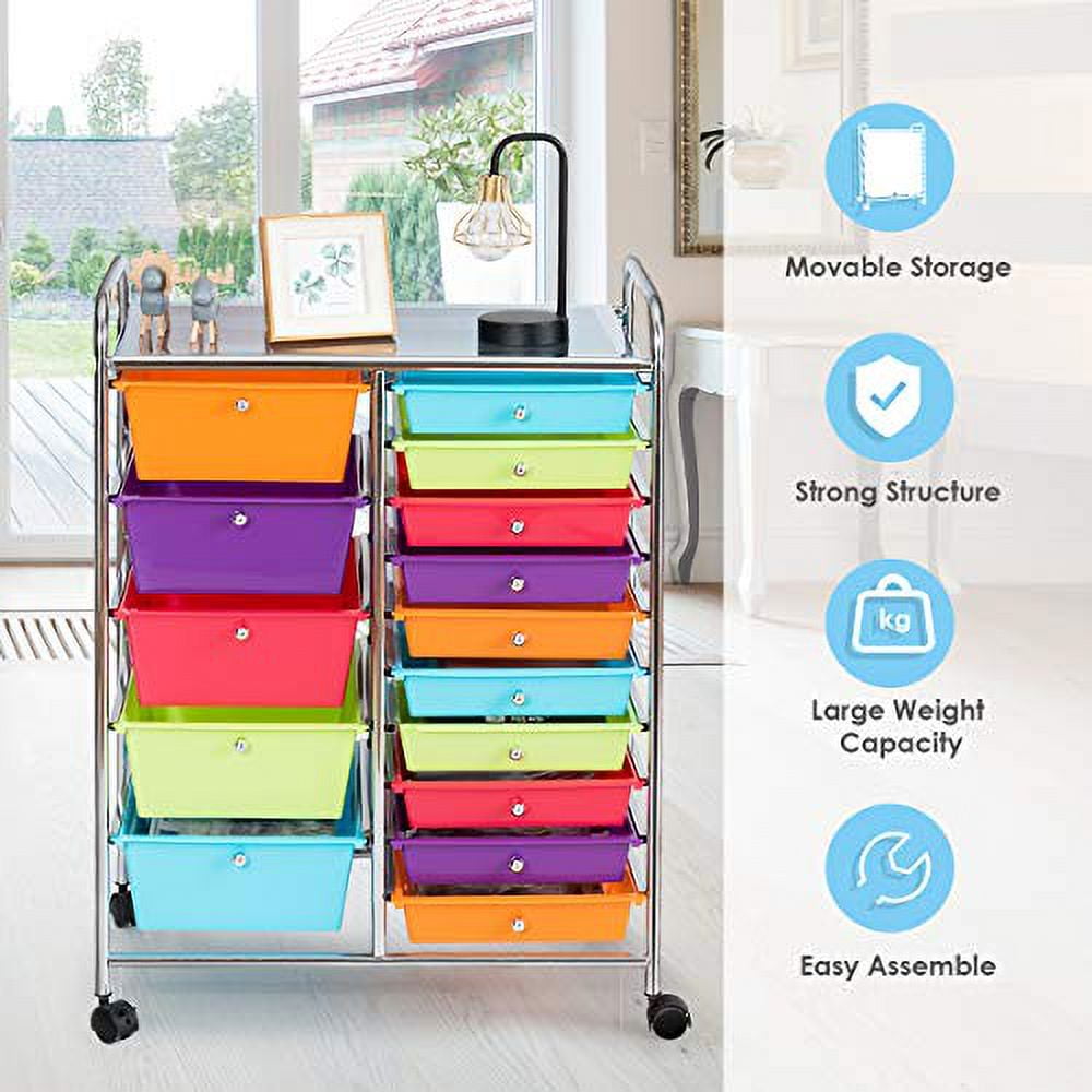 RELAX4LIFE Rolling Storage Cart with 10 Drawers - Craft Storage Cart ...