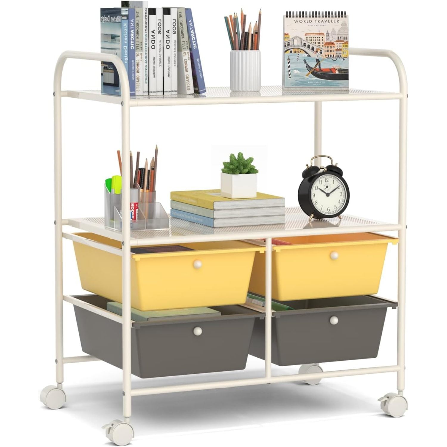 RELAX4LIFE Rolling Storage Cart with 4 Drawers, Utility Cart on Wheels ...