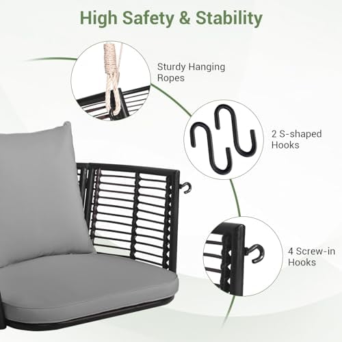 RELAX4LIFE Single Outdoor Porch Swing - Hanging Swing w/Cushions ...