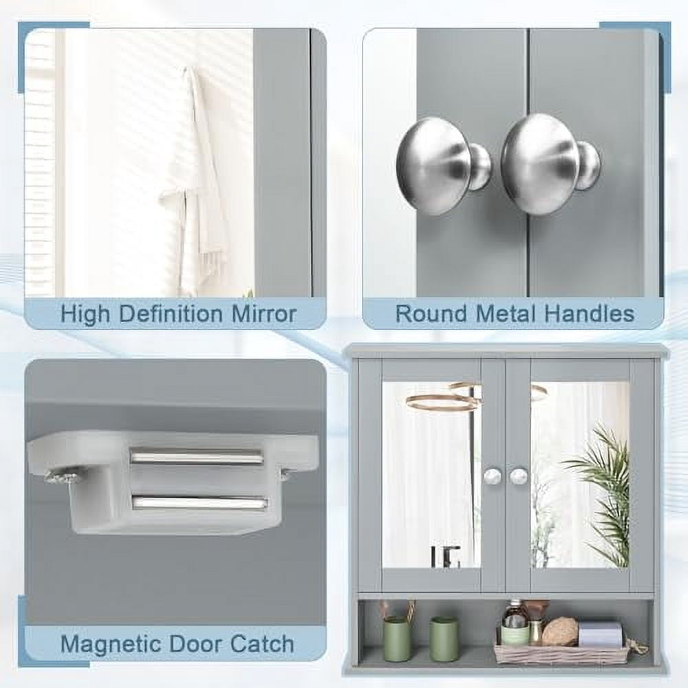 RELAX4LIFE Wall Bathroom Cabinet with Mirror - Wood Over The Toilet ...