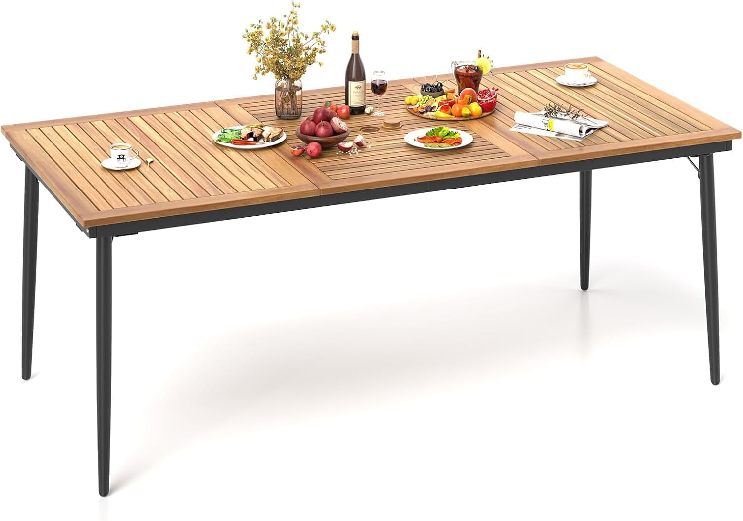 RELAX4LIFE Wooden Outdoor Dining Table for 8-79’’ Acacia Wood Patio ...