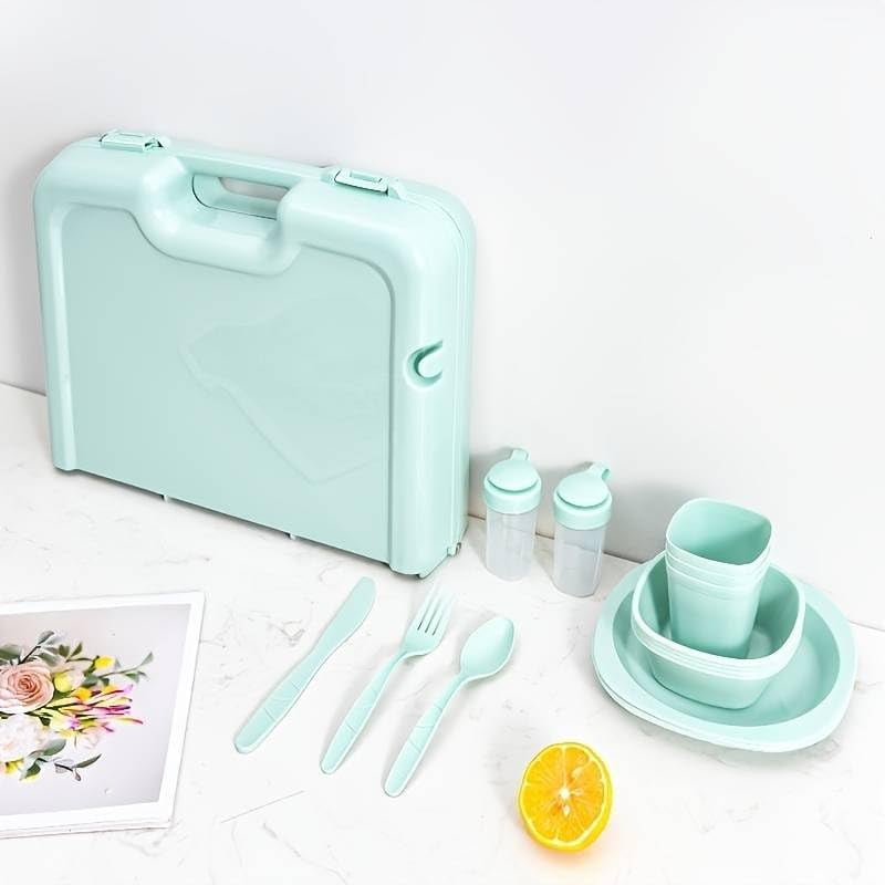 RELEMTRA Portable Outdoor Cutlery Set for Picnic Camping Dinnerware Set ...