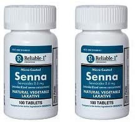 RELIABLE 1 LABORATORIES Micro Coated Senna 8.6mg Vegetable Laxative ...