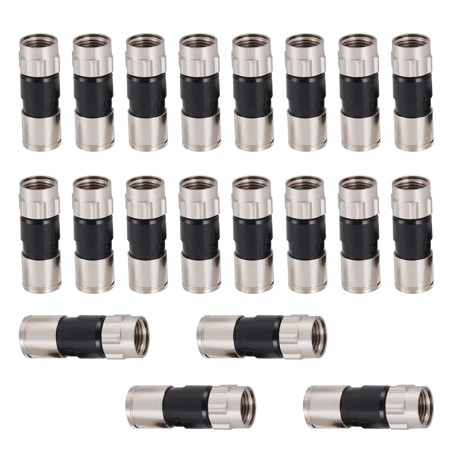 RELIAGINT 20 pack RG6 Coax Compression Connectors, 75 Ohm F Connector ...