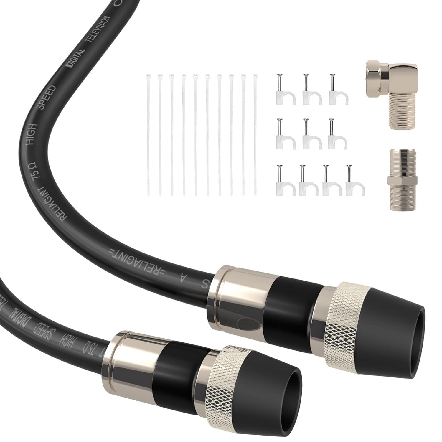 RELIAGINT Coaxial Cable 25FT, RG6 Coax Cable Cord for TV with ...
