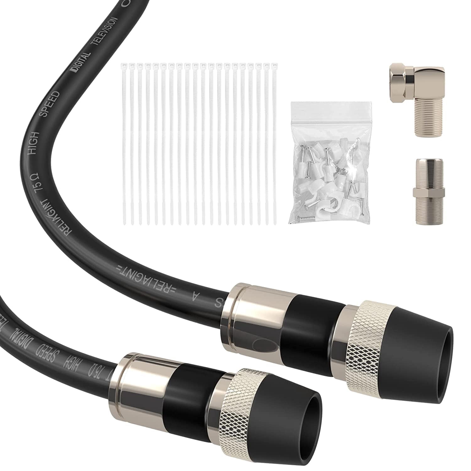 RELIAGINT RG6 Waterproof Outdoor Coaxial Cable 30 ft, 75 Ohm TV Antenna ...