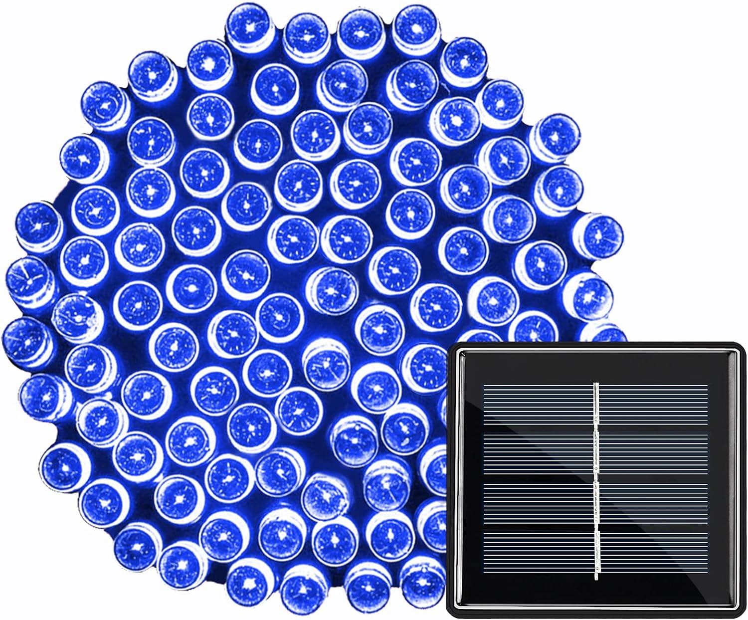 RELIGHTABLE Blue Solar Outdoor String Christmas Lights 64Ft 200 LED ...