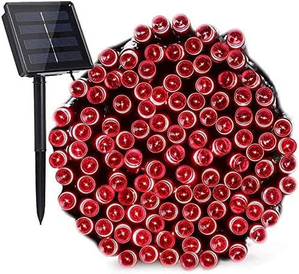 RELIGHTABLE Red Solar Outdoor String Christmas Lights 64Ft 200 LED ...