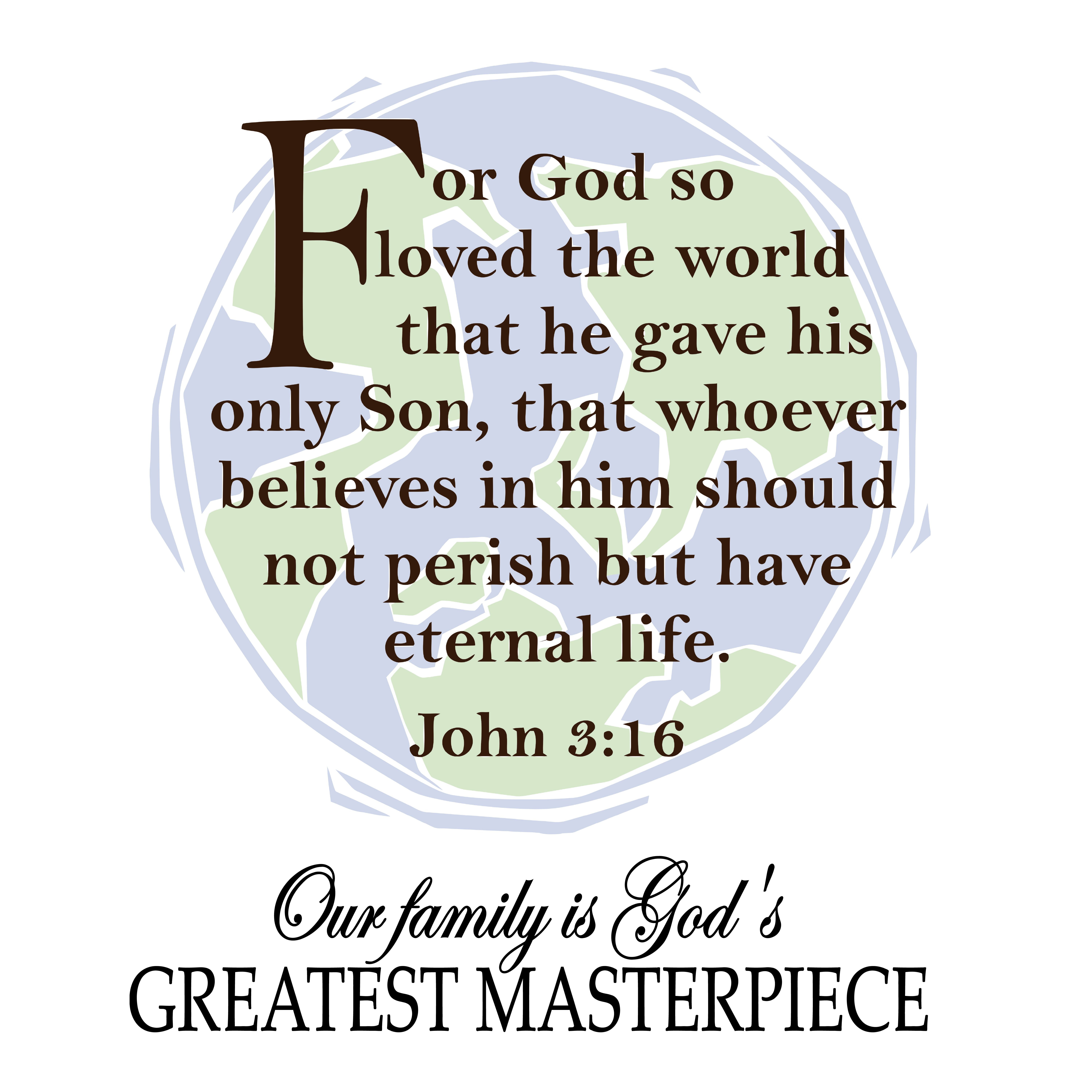 RELIGION - Adhesive Vinyl Bible Verse John 3:16 Decoration Multicolored ...