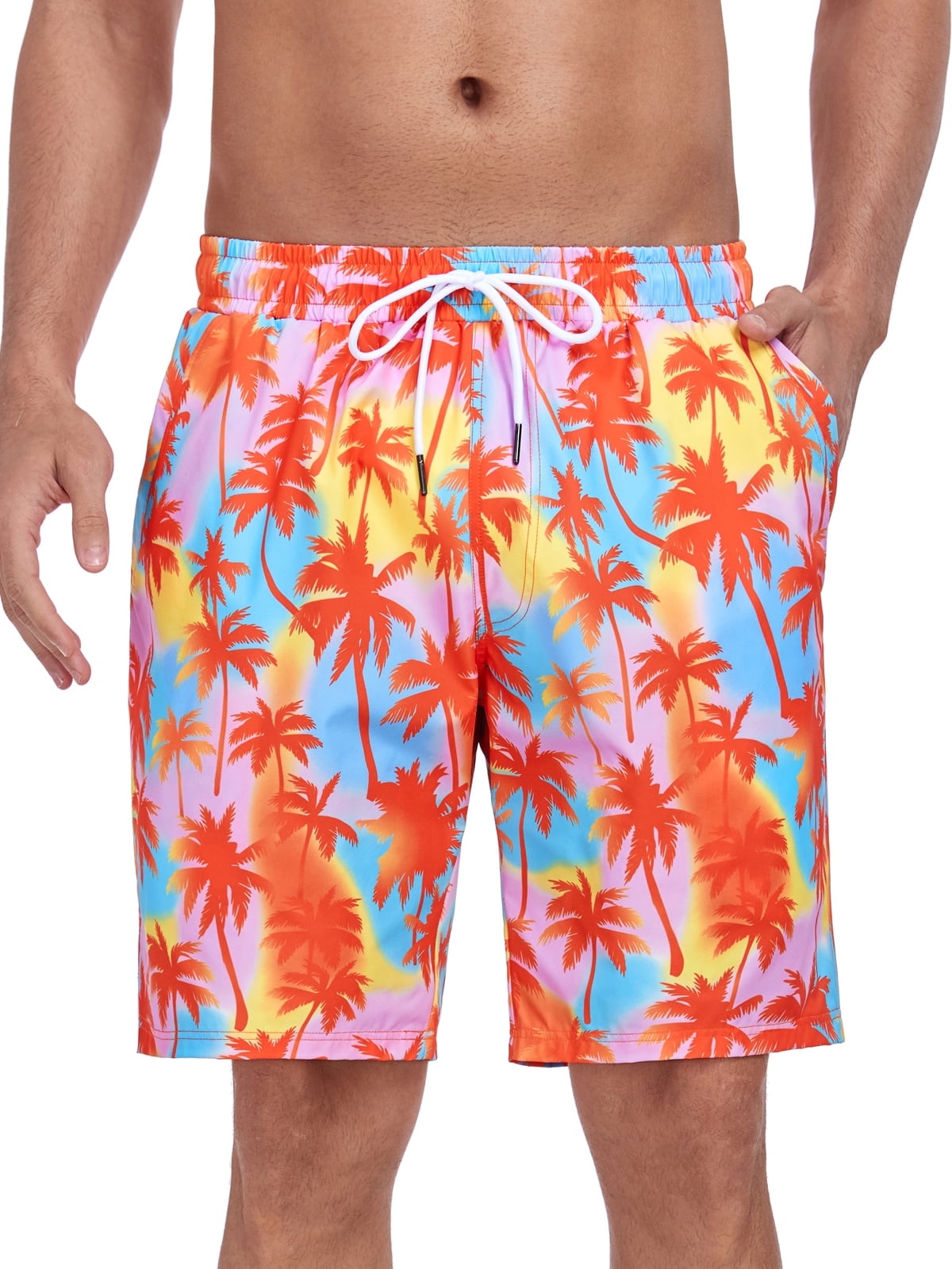 RELLECIGA Men’s Swim Trunks Causal Beach Shorts with Pockets Size L ...