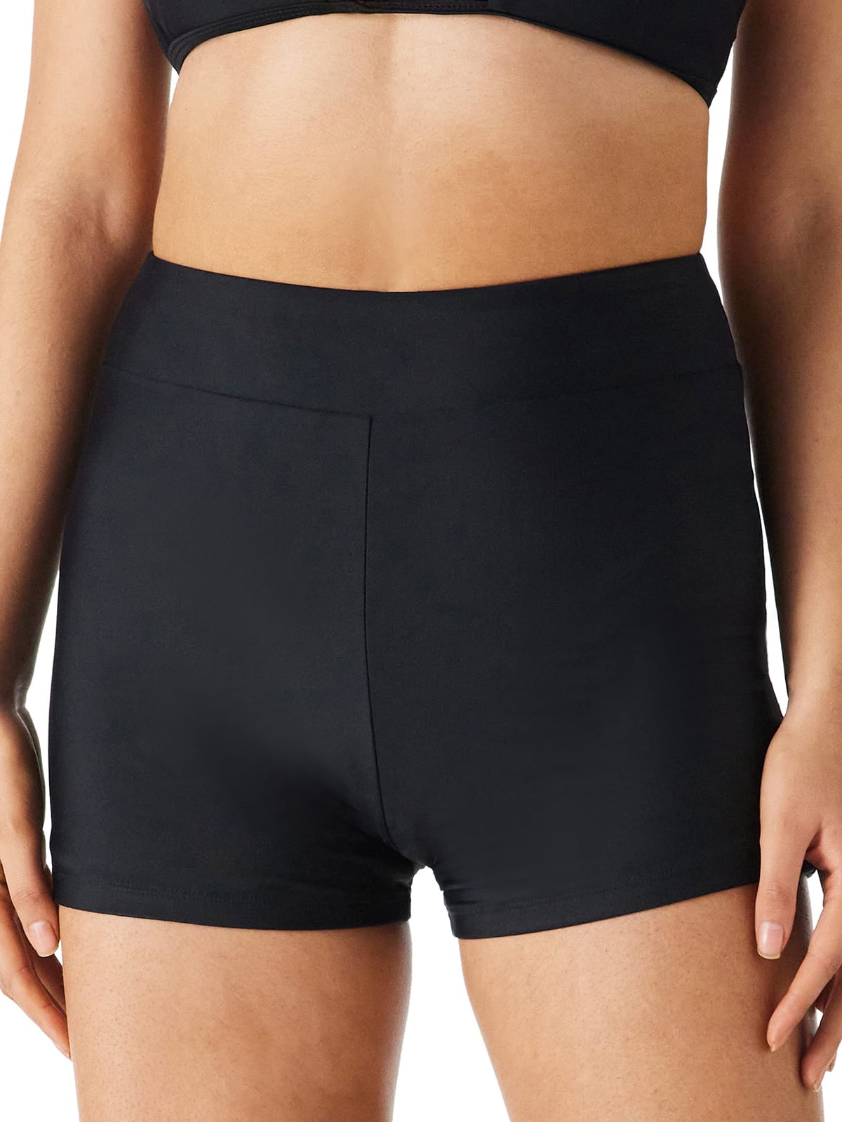 RELLECIGA Women's Black High Waisted Board Shorts Boyshorts Swim ...