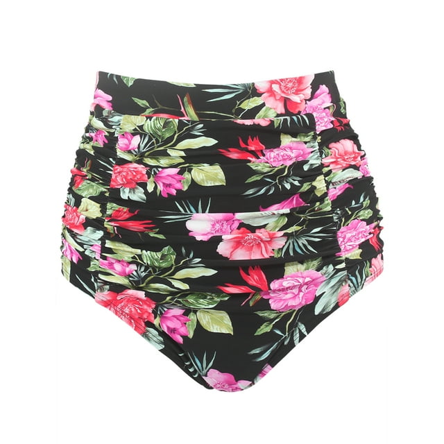 Relleciga Womens High Waisted Ruched Bikini Bottom