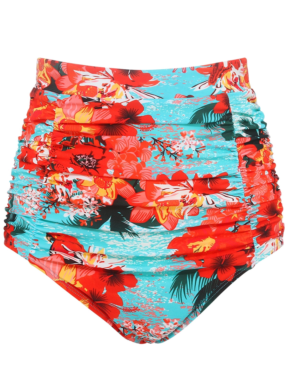 RELLECIGA Women's High Waisted Ruched Bikini Bottom Swimsuit Bathing ...
