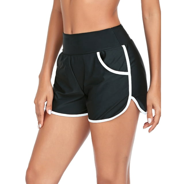 RELLECIGA Women's High Waisted Swim Shorts Swimsuit Bottoms Board ...