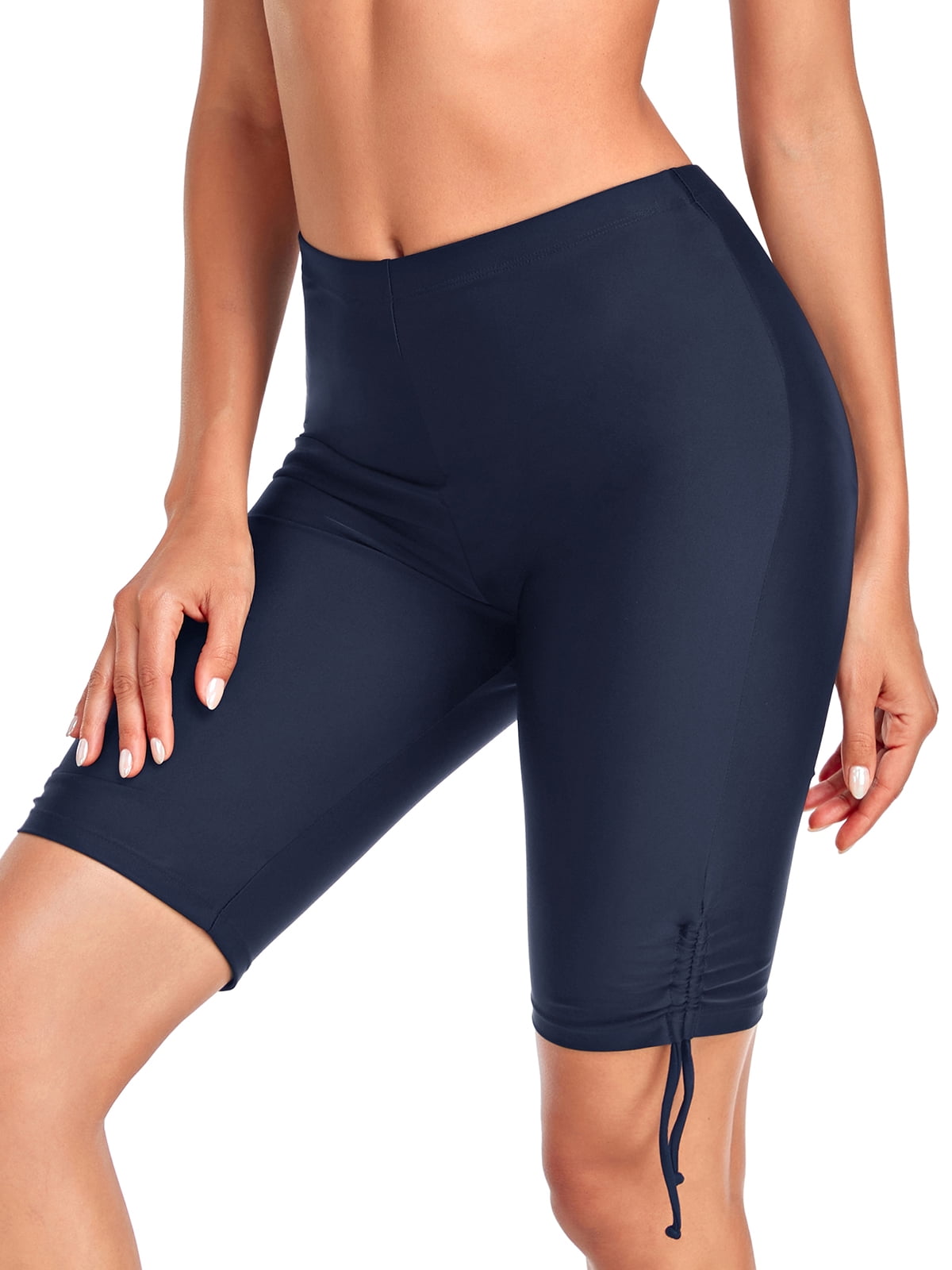 RELLECIGA Women's Navy Blue High Waisted UV Sun Protection Biker Shorts ...