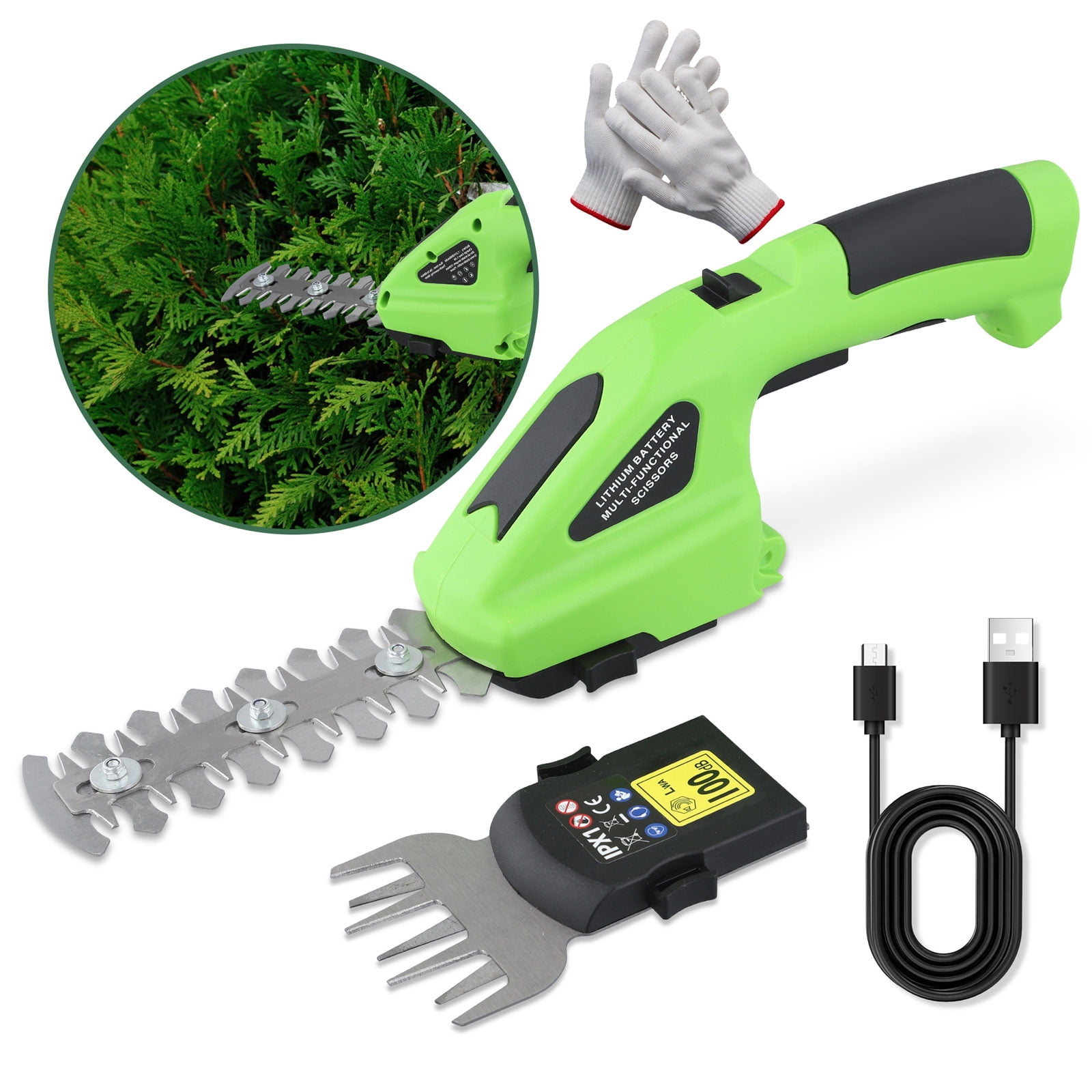 RELOIVE Cordless 2-in-1 Grass Shear & Hedger – Includes Gloves & Blades ...