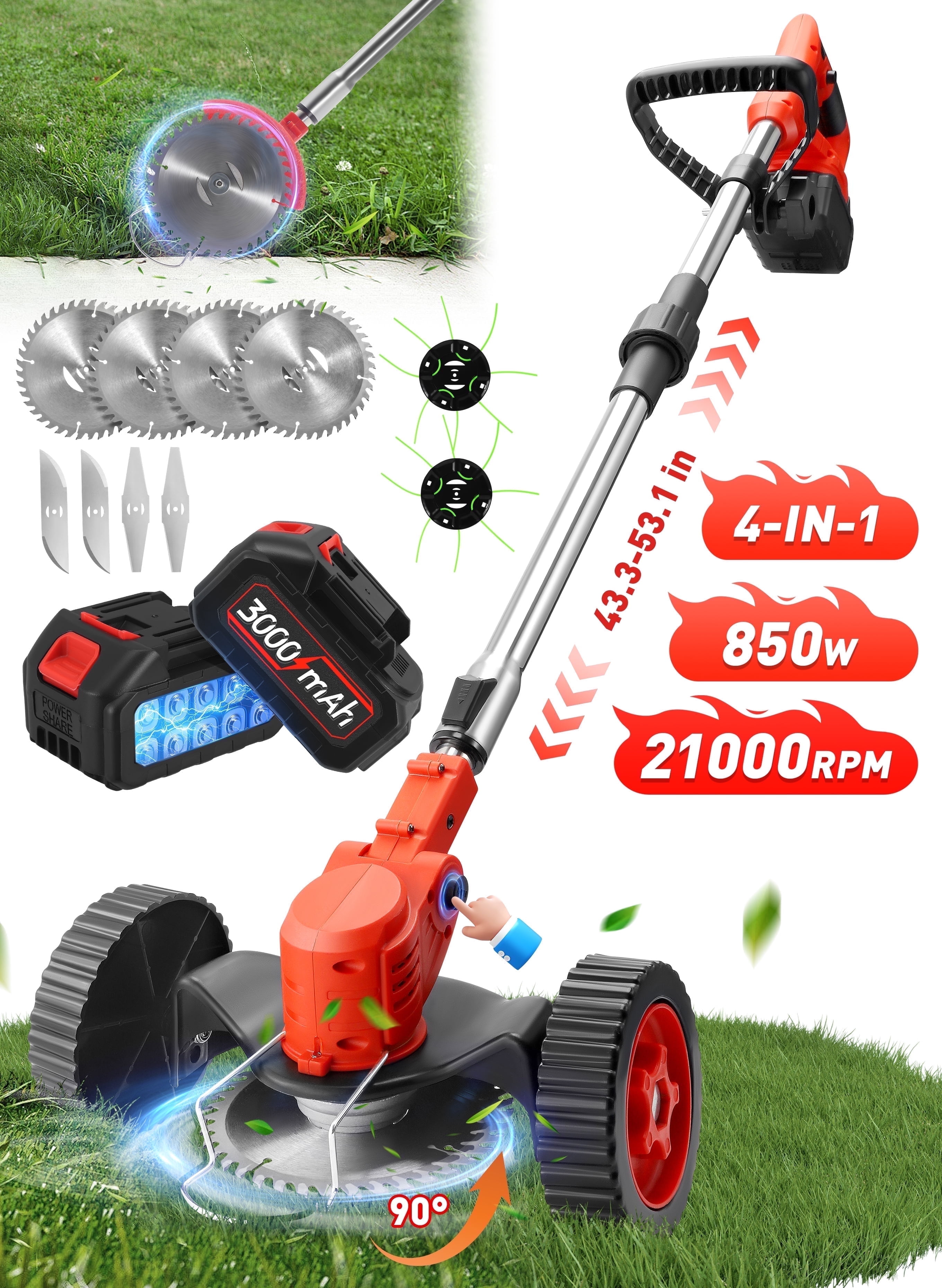 RELOIVE Weed Eater,Cordless Weed Trimmer,Electric Weed Wacker, with ...