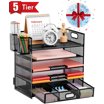 INTIGE 5-Tier Desk Organizer with File Holder for Office Supplies ...