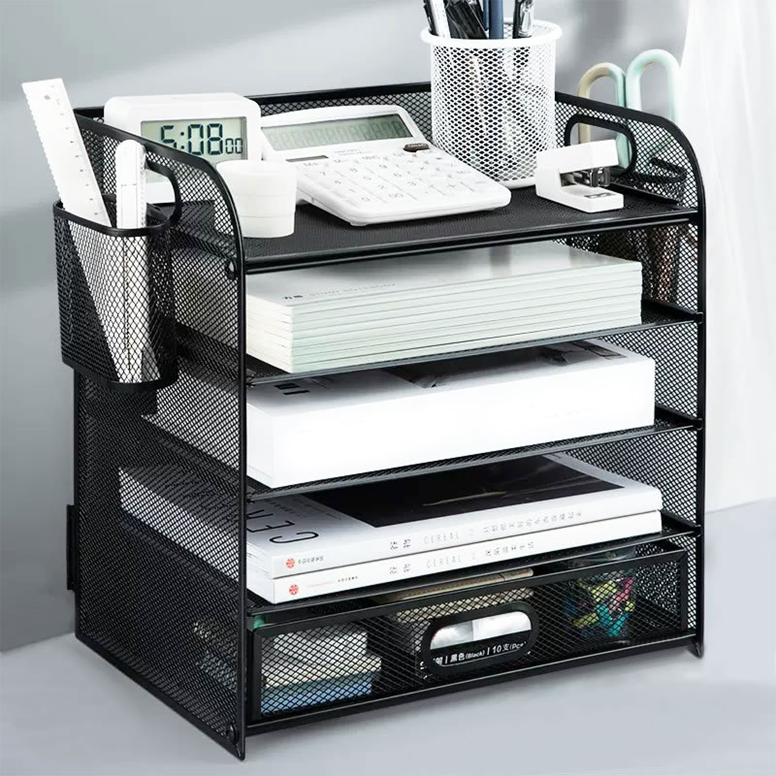 RELOIVE 5-Tier Desk Organizer with File Holder Drawer Pen Holders ...