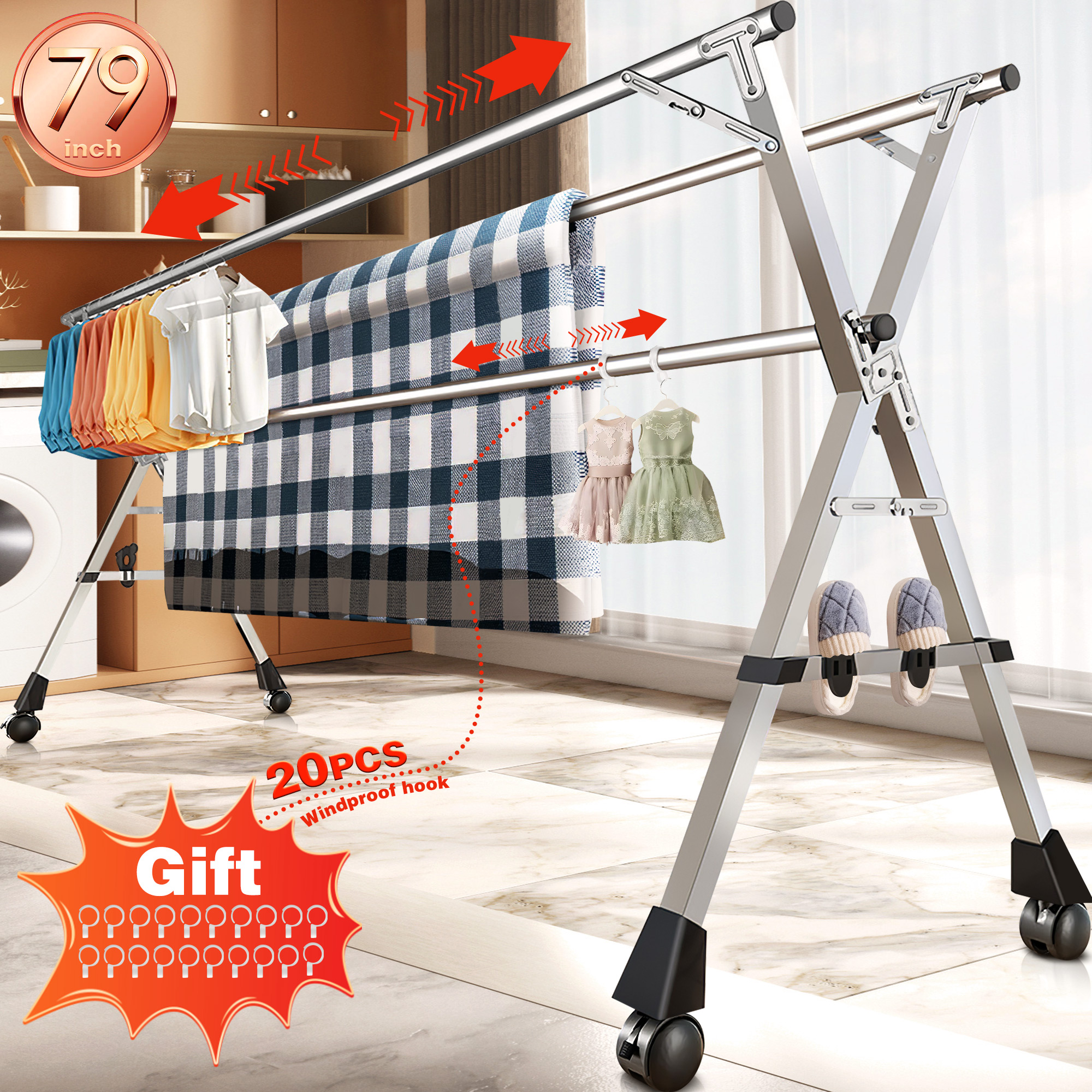 Housewares Goods Heavy Duty Clothes Drying Rack - Bamboo - Walmart.com