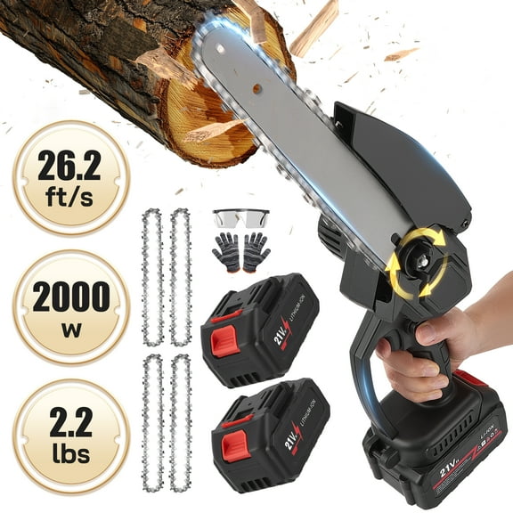 8 Inch Mini Chainsaw, Portable Handheld Electric Cordless Chainsaw,21V ...
