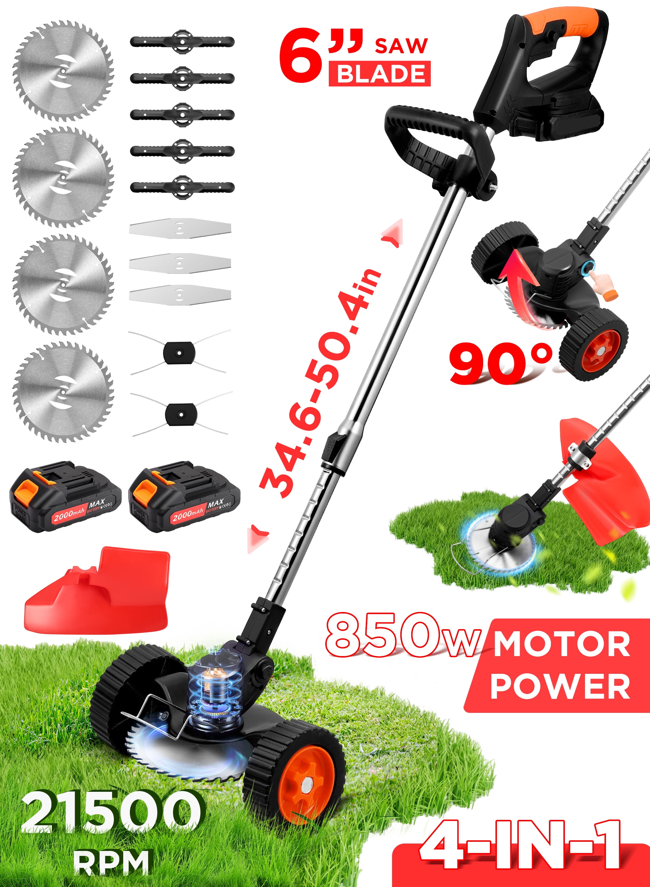 RELOIVE Electric Weed Wacker, Cordless Weed Eater Battery Powered 21V ...