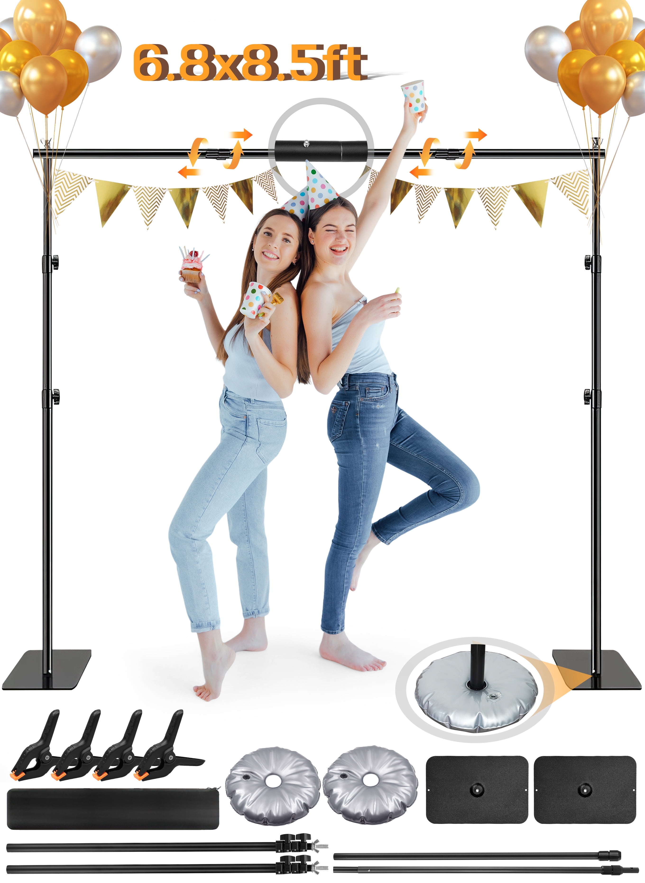 RELOIVE Heavy Duty Backdrop Stand 6.8x8.5 ft ,Adjustable Photo Backdrop ...